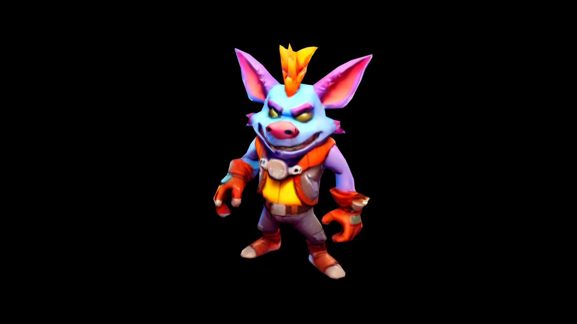 Electric Blue Cartoon Gesture Magenta Action Fig - Download Free 3D ...