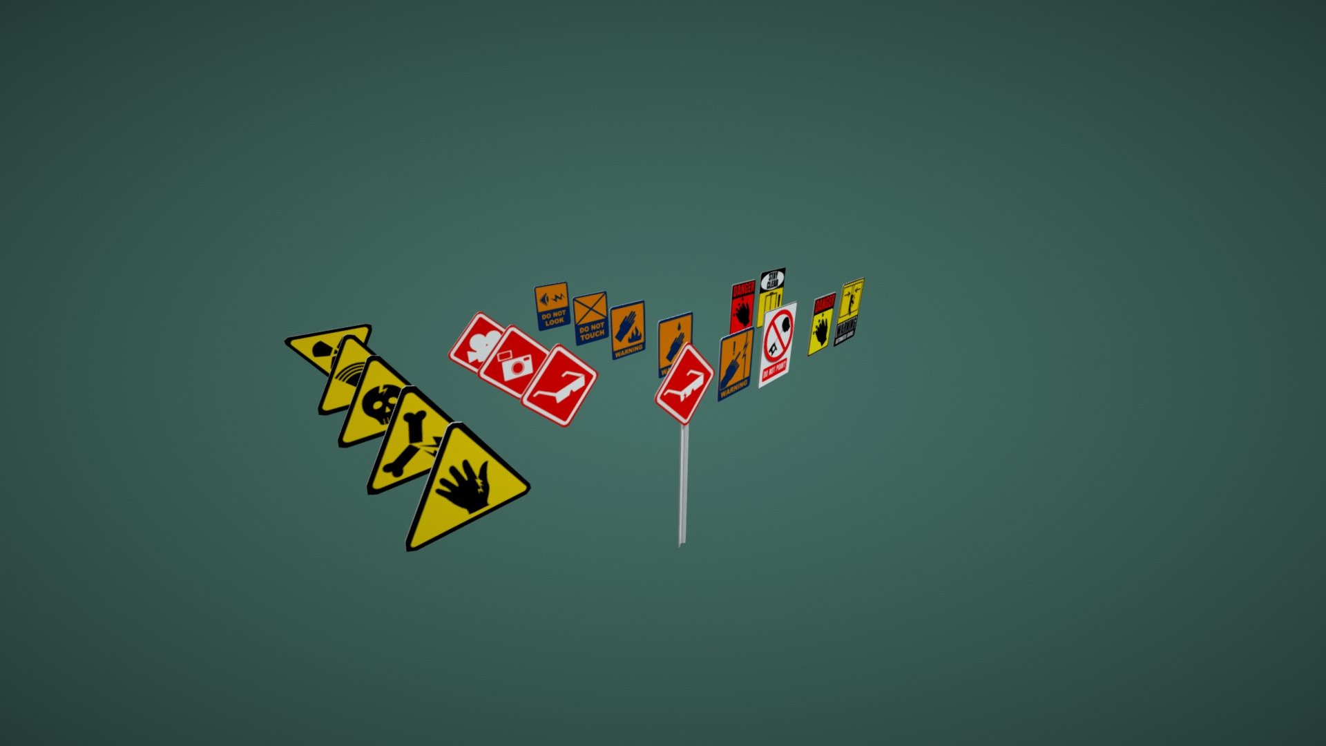 Dangerous lowpoly game ready signs 20pc set - Download Free 3D model by ...