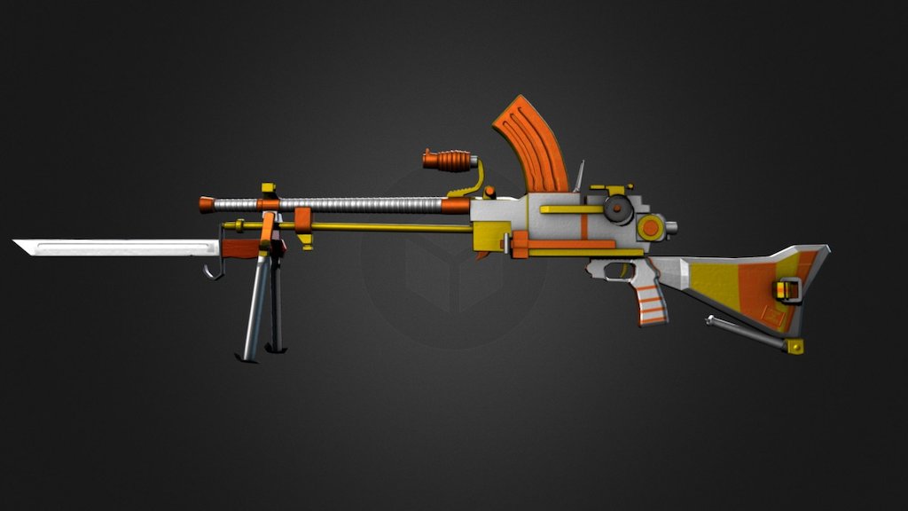 type 99 light machine gun low poly - Download Free 3D model by akabane ...