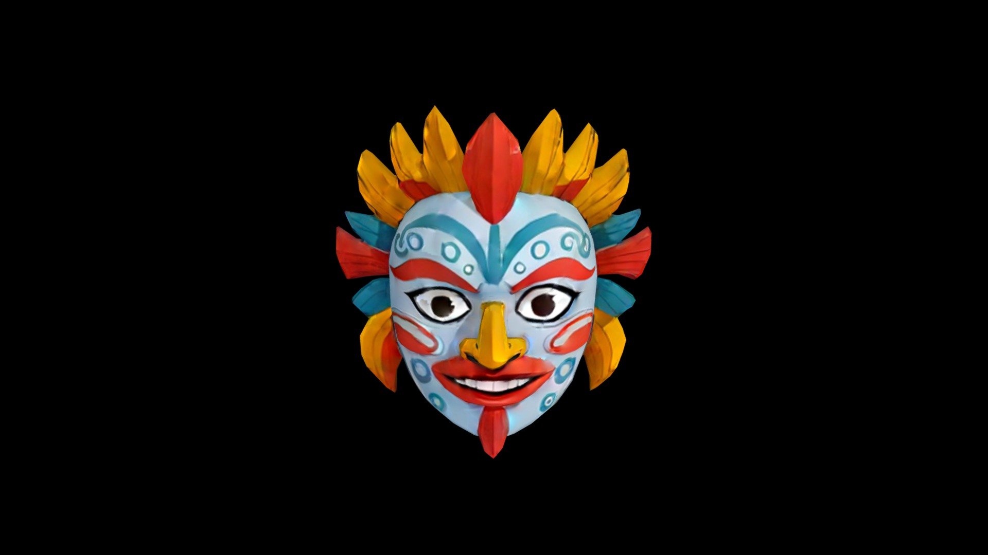 A colorful mask with red, yellow, blue, and oran - Download Free 3D ...