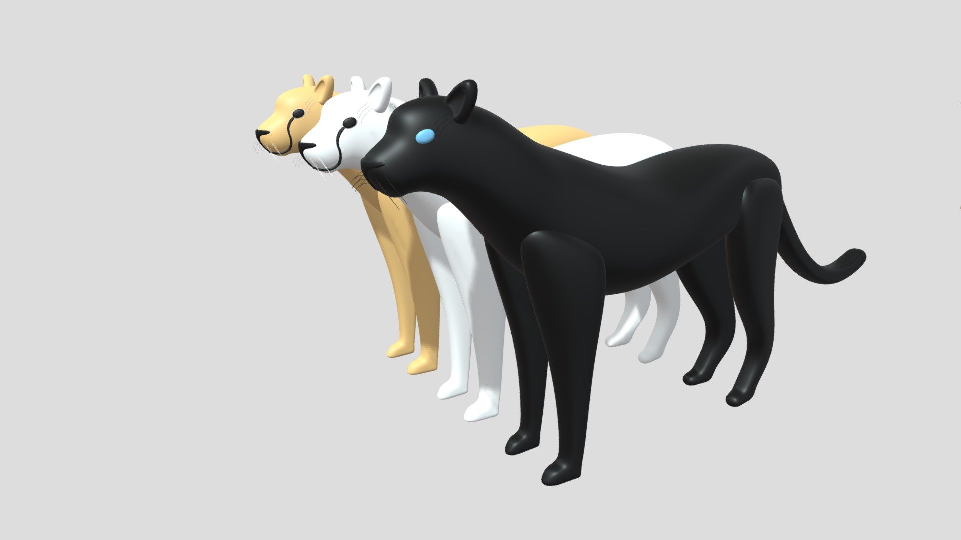 Cartoon Cheetah Black Panther Snow Leopard 1 Buy Royalty Free 3d Model By Philip Storm
