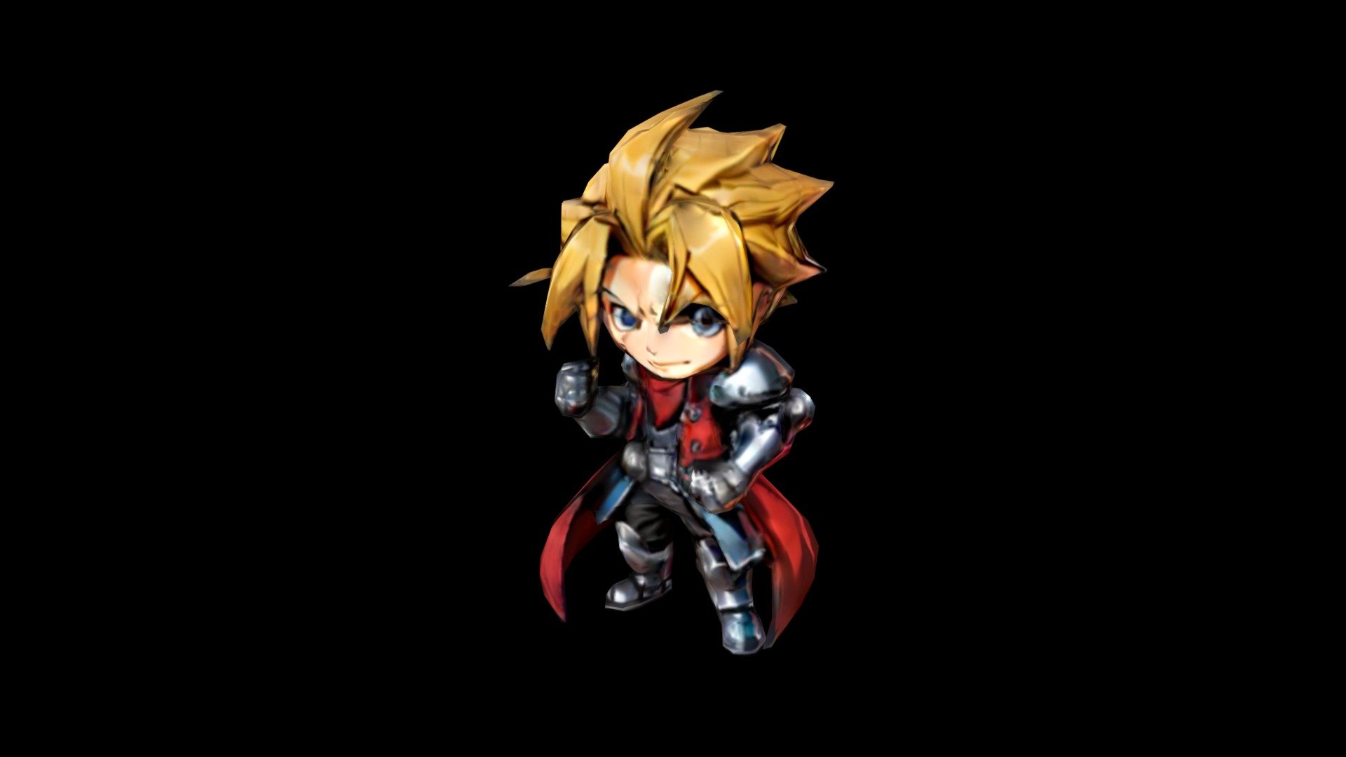 Anime-style cartoon character with yellow hair, - Download Free 3D ...