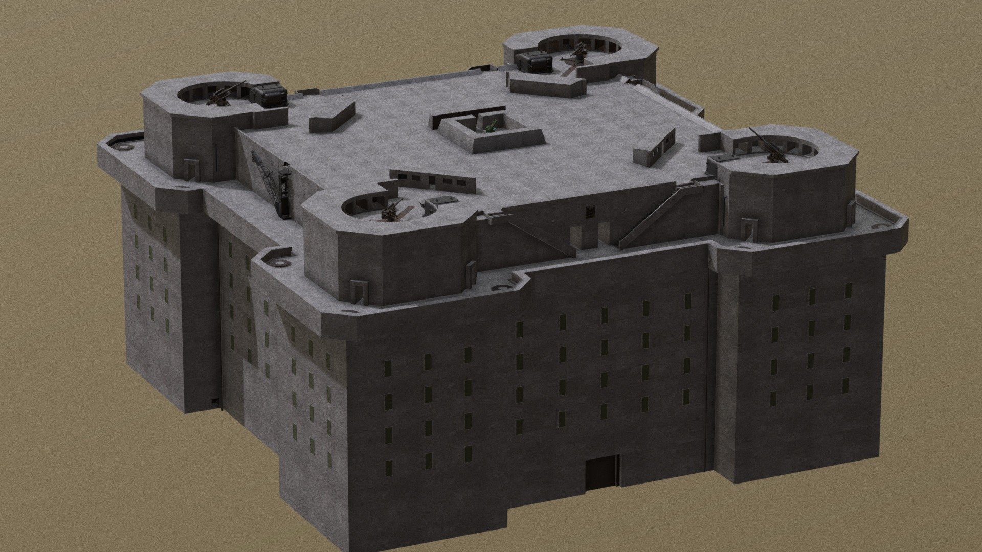 Berlin Flakturm ww2 with Flak 88 - Buy Royalty Free 3D model by Thomas ...