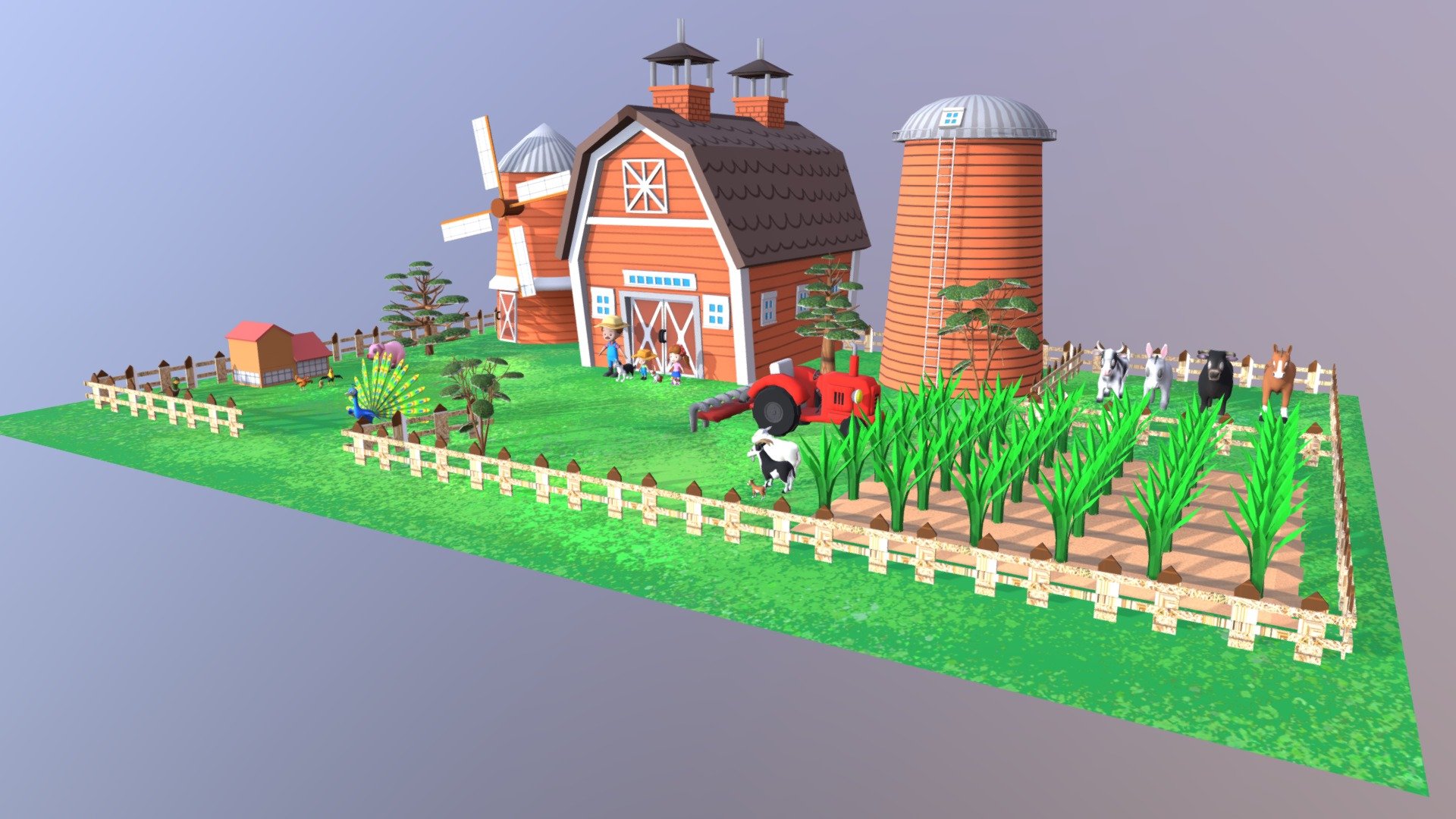 Cartoon Farm Package - Buy Royalty Free 3D model by 3dlowpoly [279e262 ...