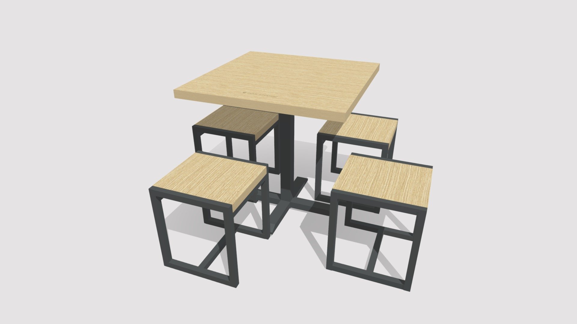 1 Set Meja Kursi Cafe Minimalis (Kotak Persegi) - Buy Royalty Free 3D ...