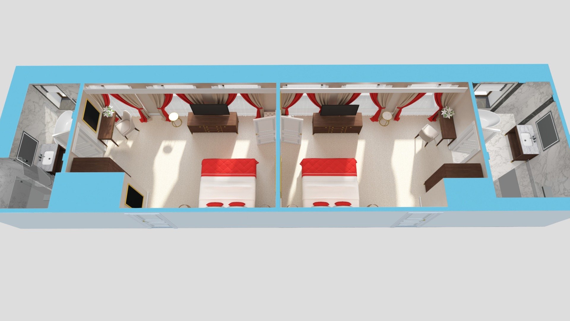 Two Deluxe Atrium View rooms (Connected) - 3D model by Wawelberg ...