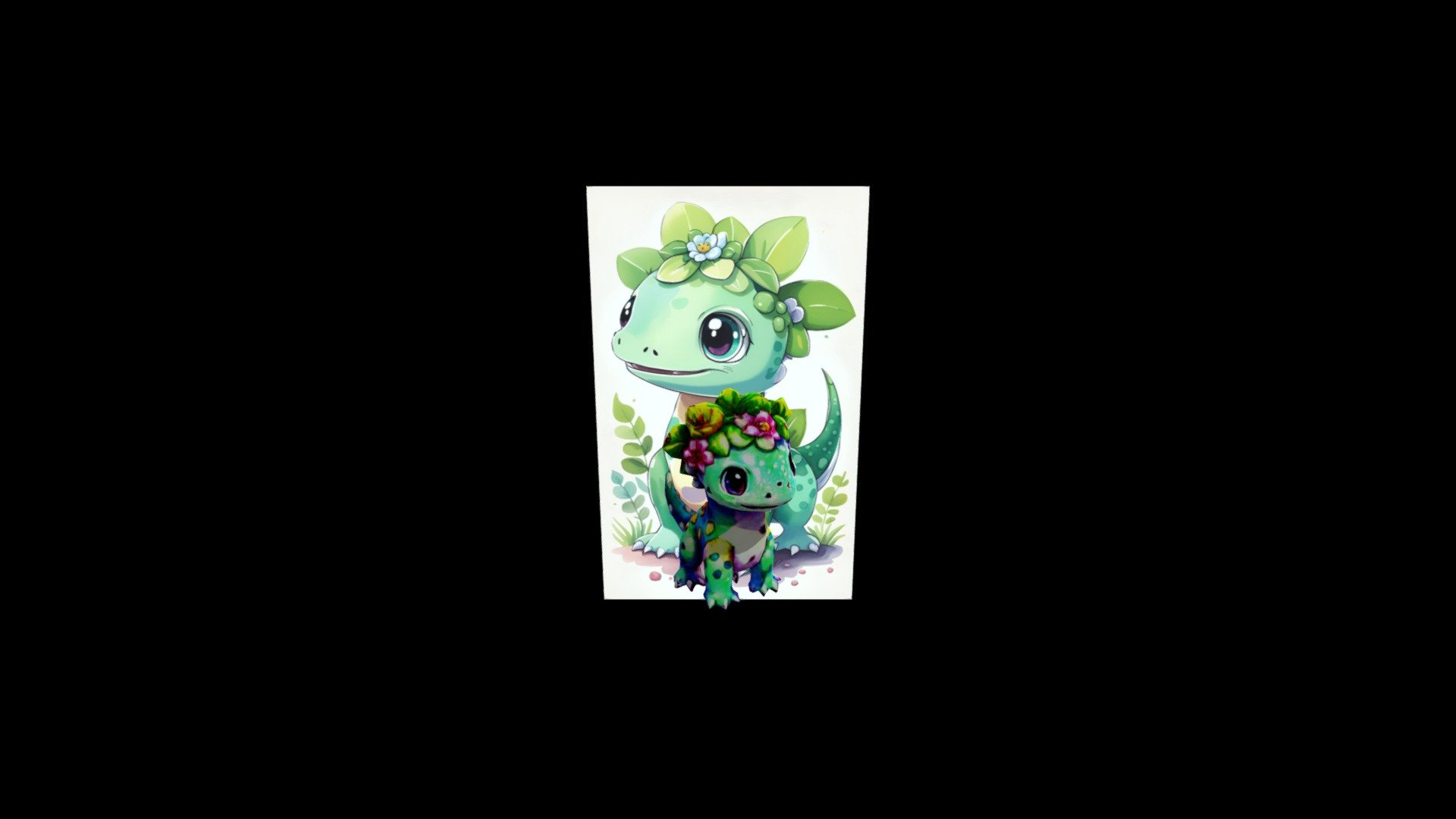 cartoon illustration of a cute little green din - Download Free 3D ...