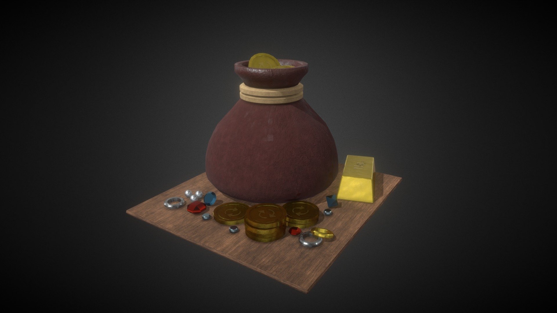 Purse and coins - Download Free 3D model by DJHaski [27d6ea5] - Sketchfab