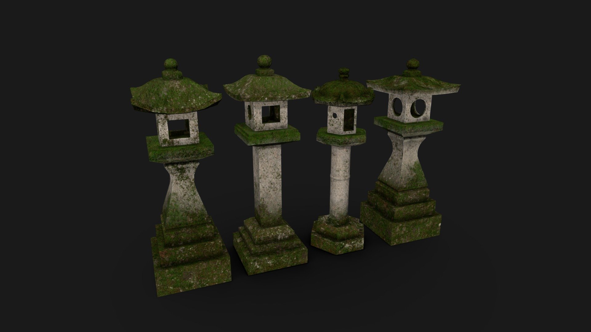 japanese stone lanterns - toro - Buy Royalty Free 3D model by ...