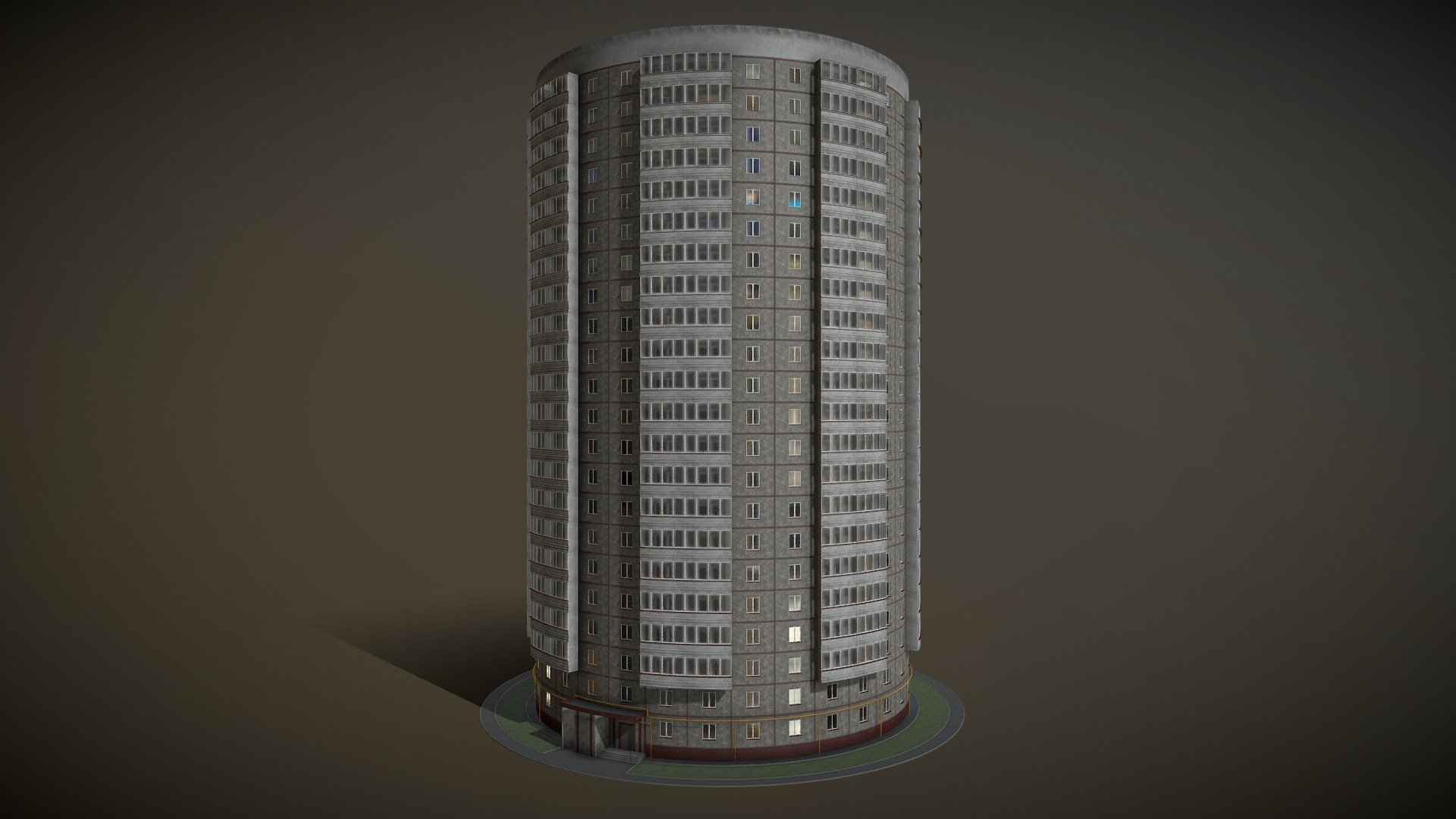 Brutalist Round Panel Building - Download Free 3D model by Annelida ...