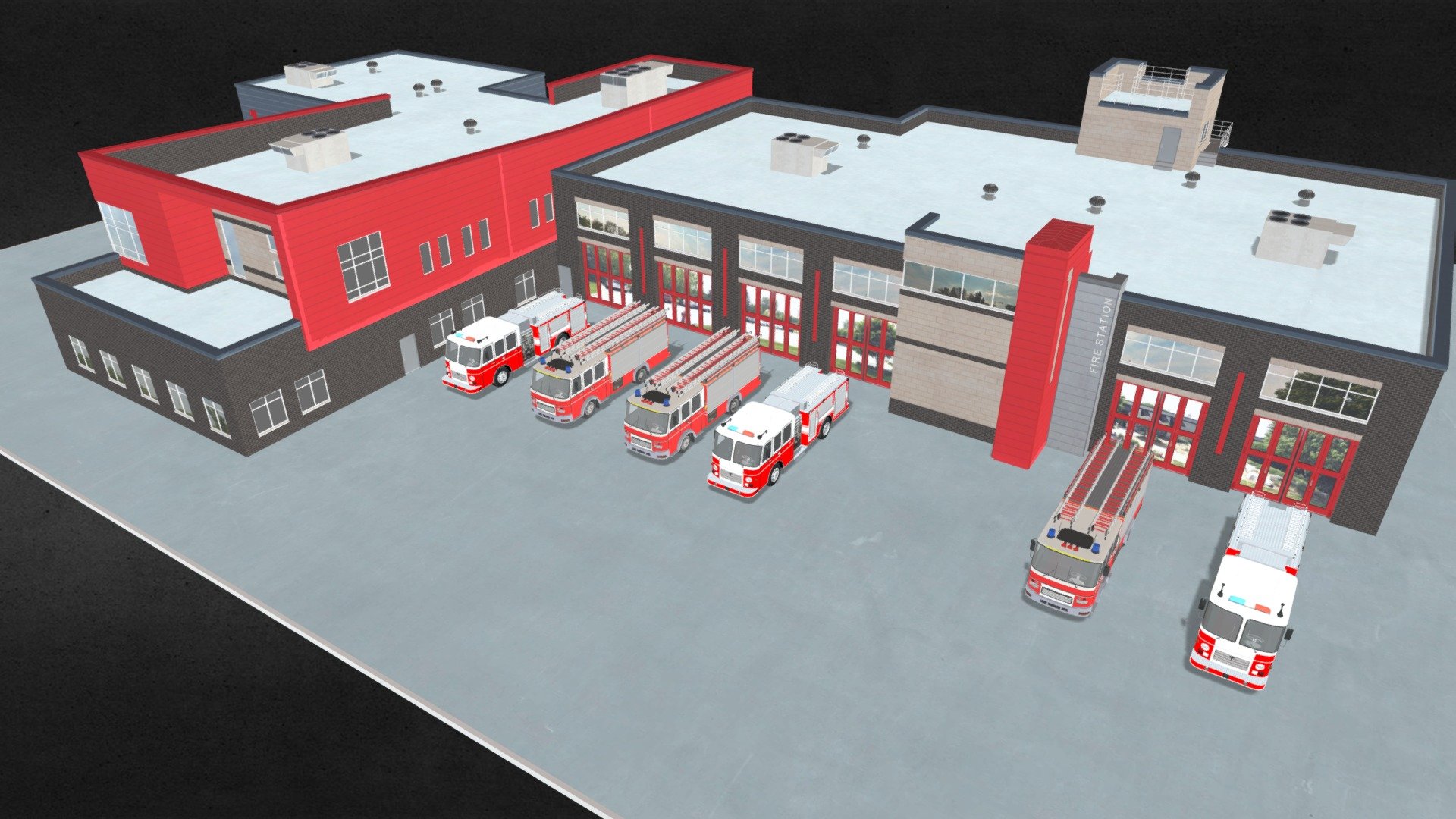 Fire Station Building - 3D model by nuralam018 [27f6b9a] - Sketchfab