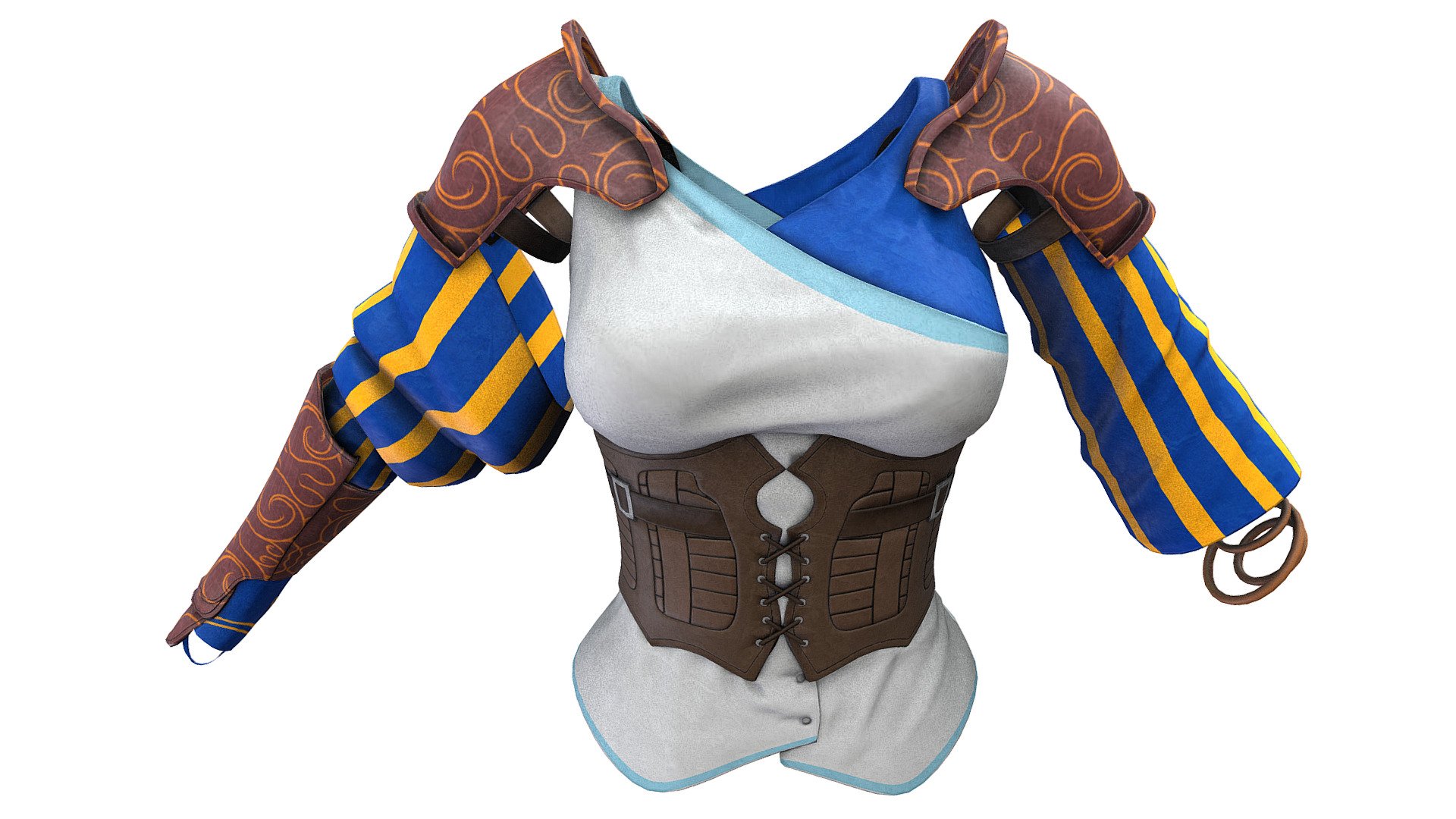 Female Fitted Bodice Fantasy Mage Top - Buy Royalty Free 3D model by ...