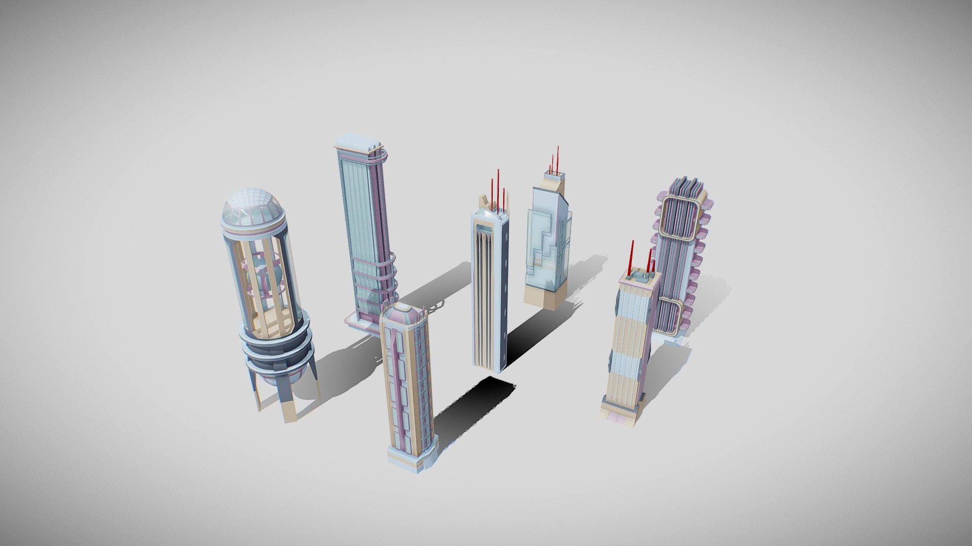 Sci-fi stylized buildings - Buy Royalty Free 3D model by TankStorm ...