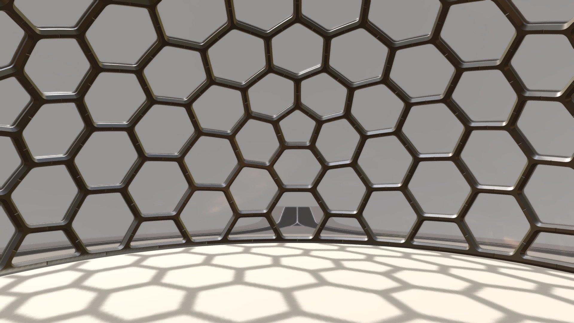 Big sized glass dome with hexagon shaped windows - Buy Royalty Free 3D ...