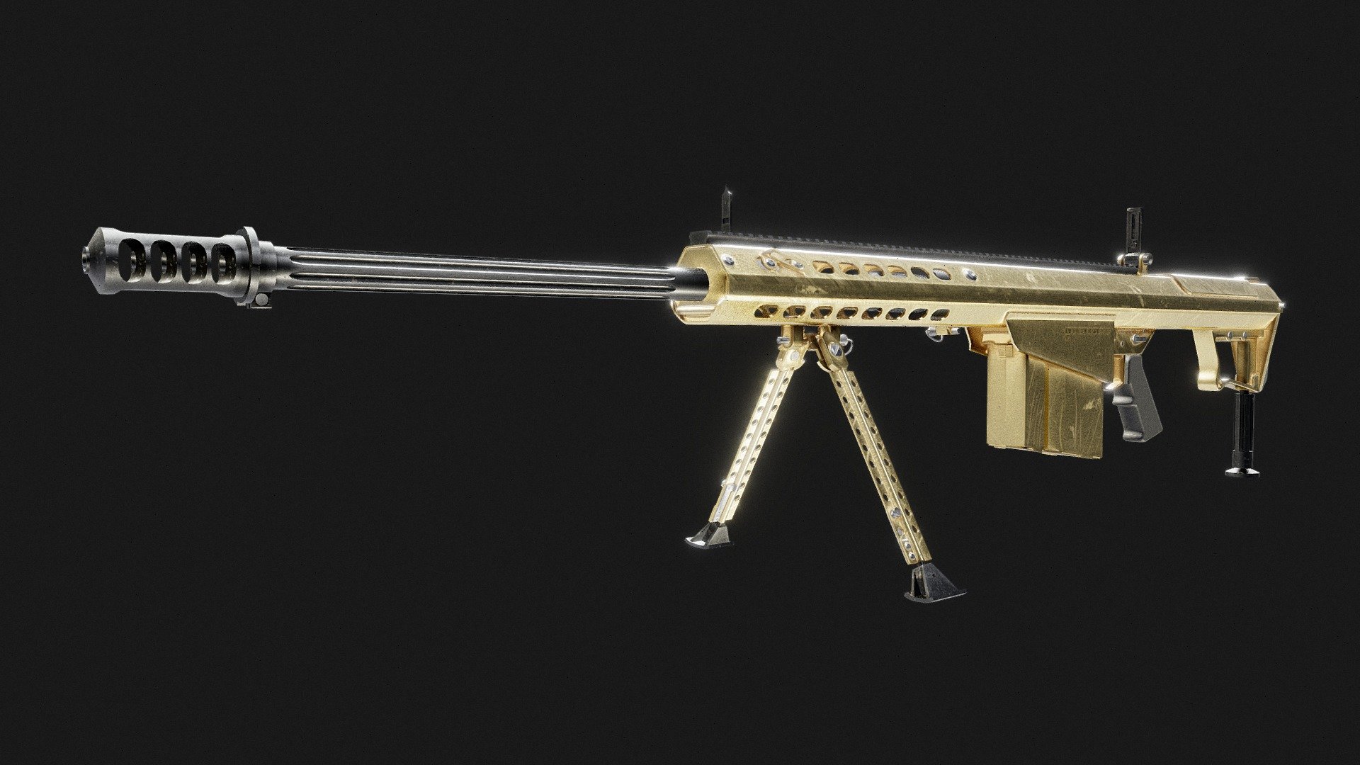 Gold Barrett M107A1® - 3D model by piscopancer [281b614] - Sketchfab