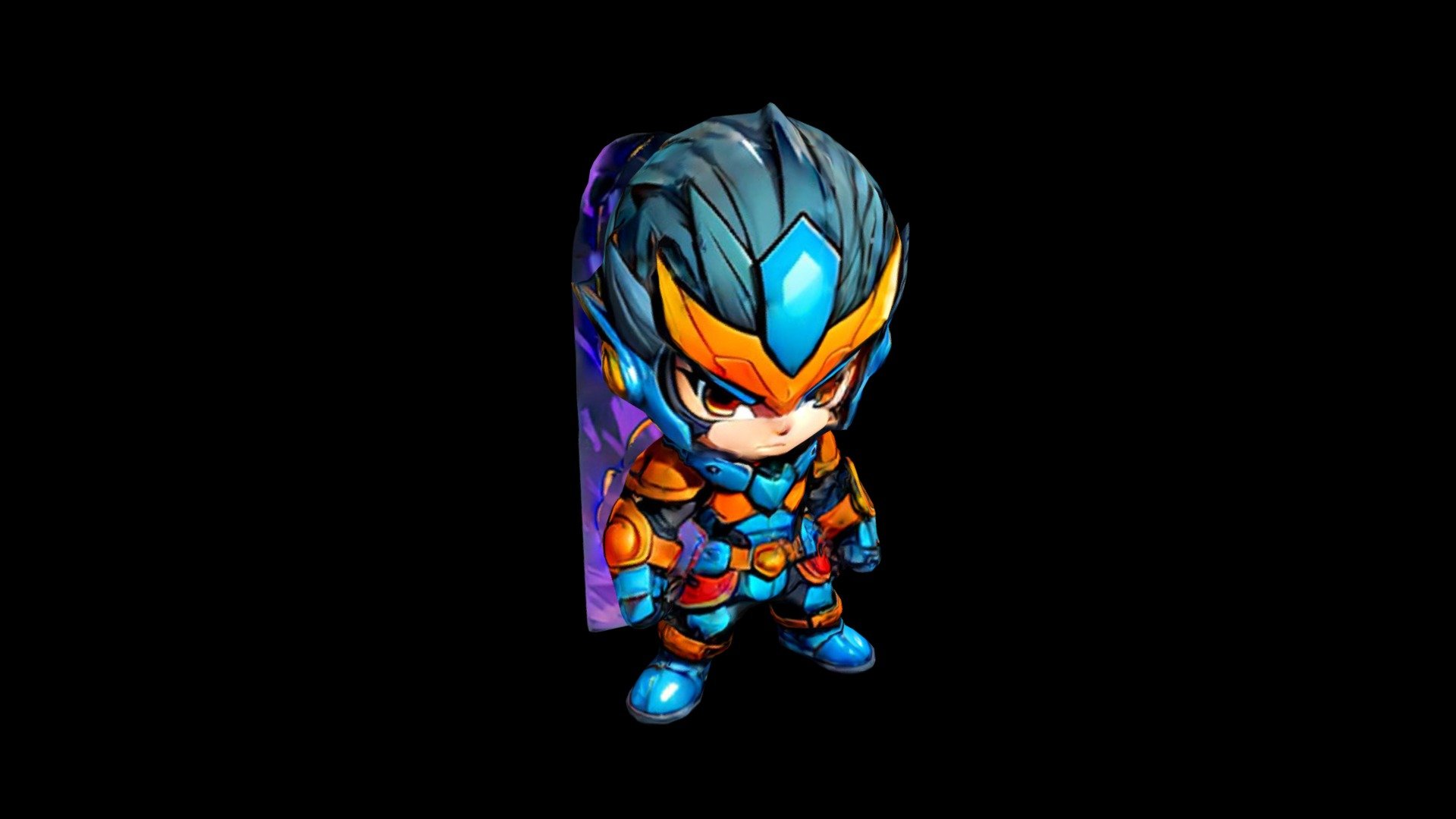 An image of a chibi style character with blue an - Download Free 3D ...
