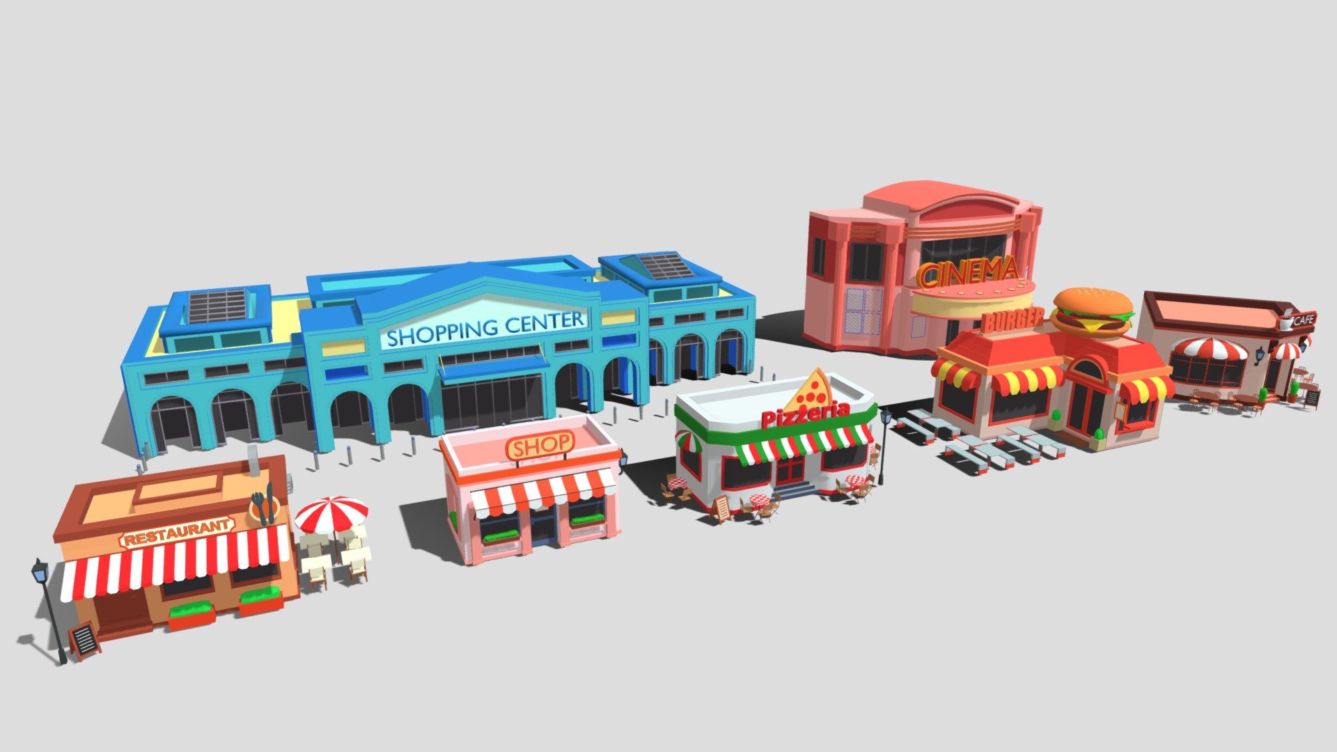 Low poly business buildings pack - Download Free 3D model by ...