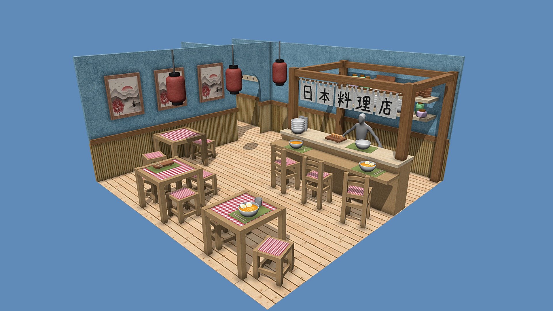 Japanese Restaurant - 3D model by j0w33n [2846ebb] - Sketchfab