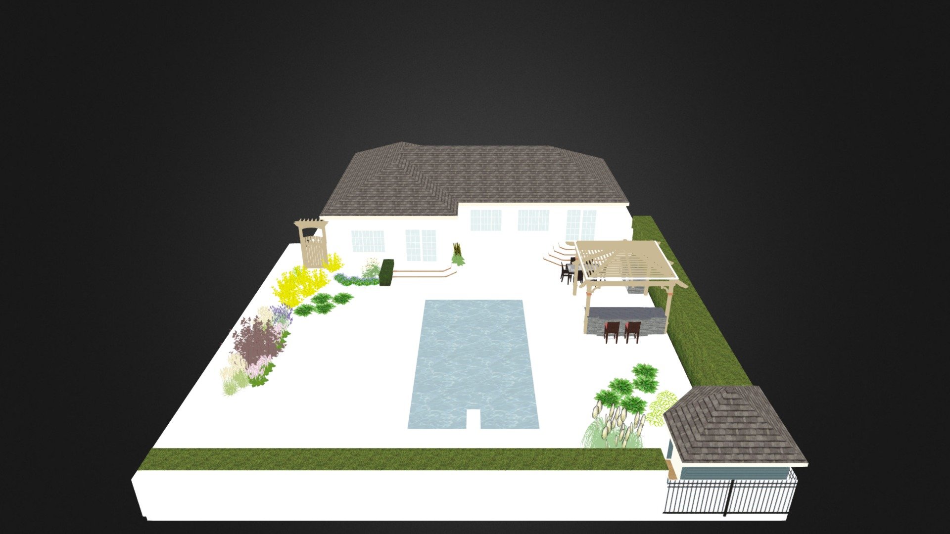 Backyard with pool - 3D model by Martin859540 [2850a7d] - Sketchfab