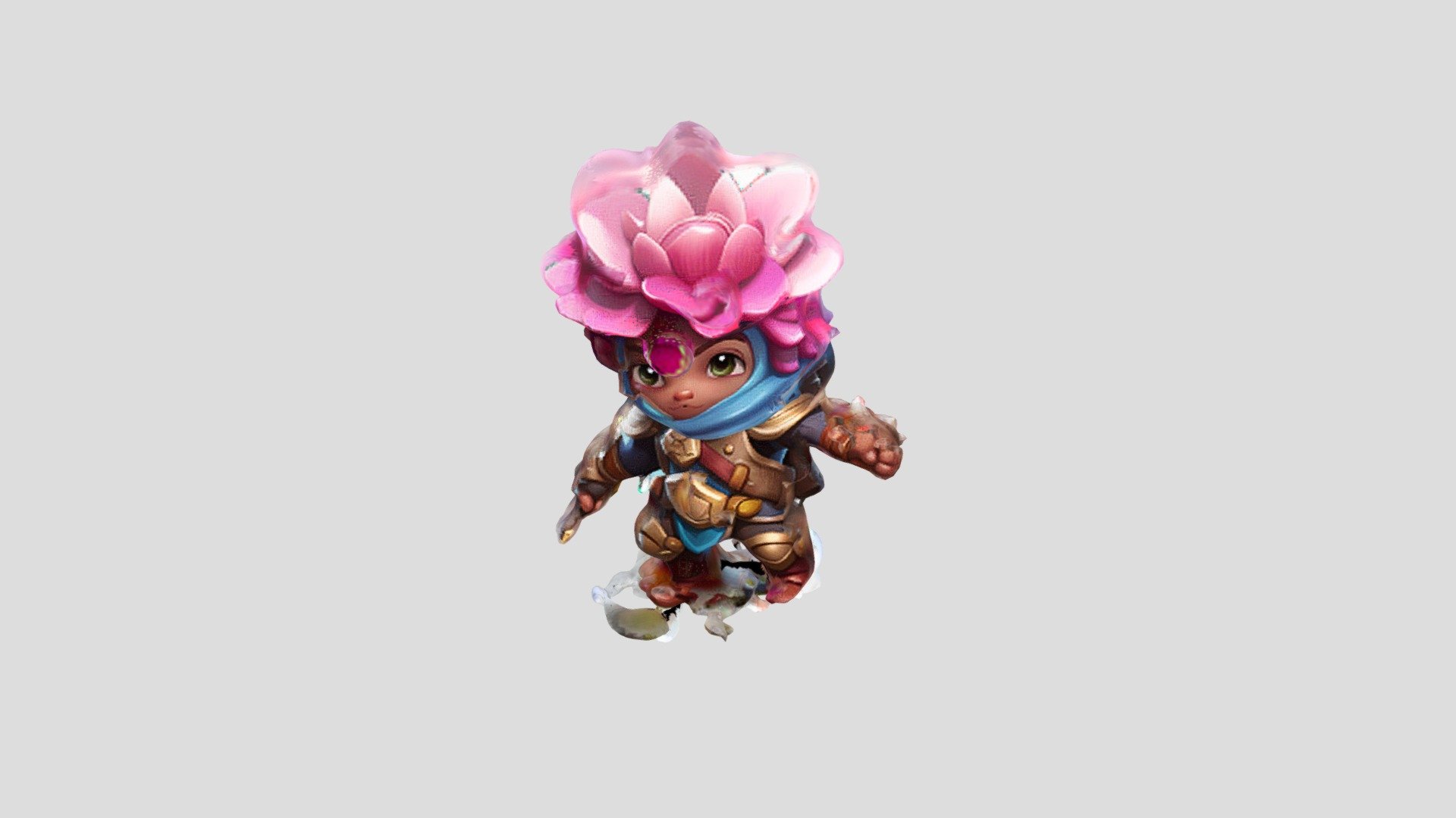 Chibi-style warrior with a pink flower on his h - Download Free 3D ...