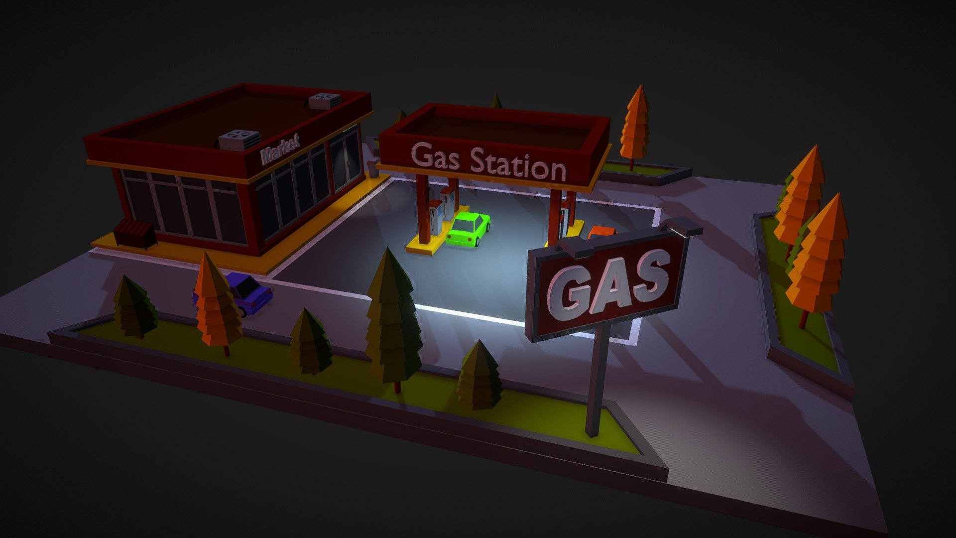 Low Poly Gas Station - Buy Royalty Free 3D model by NeedLowPoly3D ...