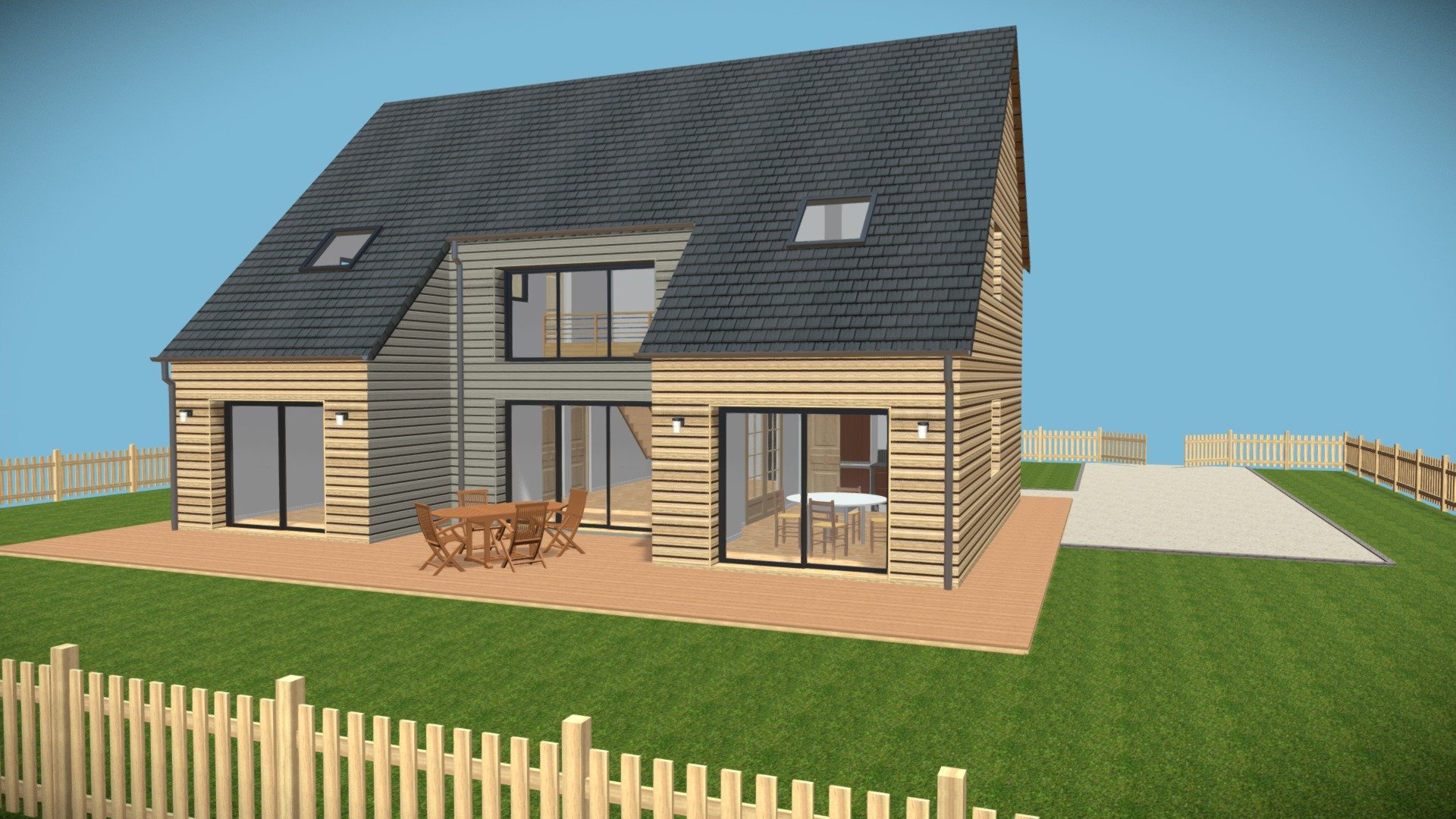 Maison Bois - HomesTradi 04 - 18400 LUNERY - 3D model by Homes Eco ...