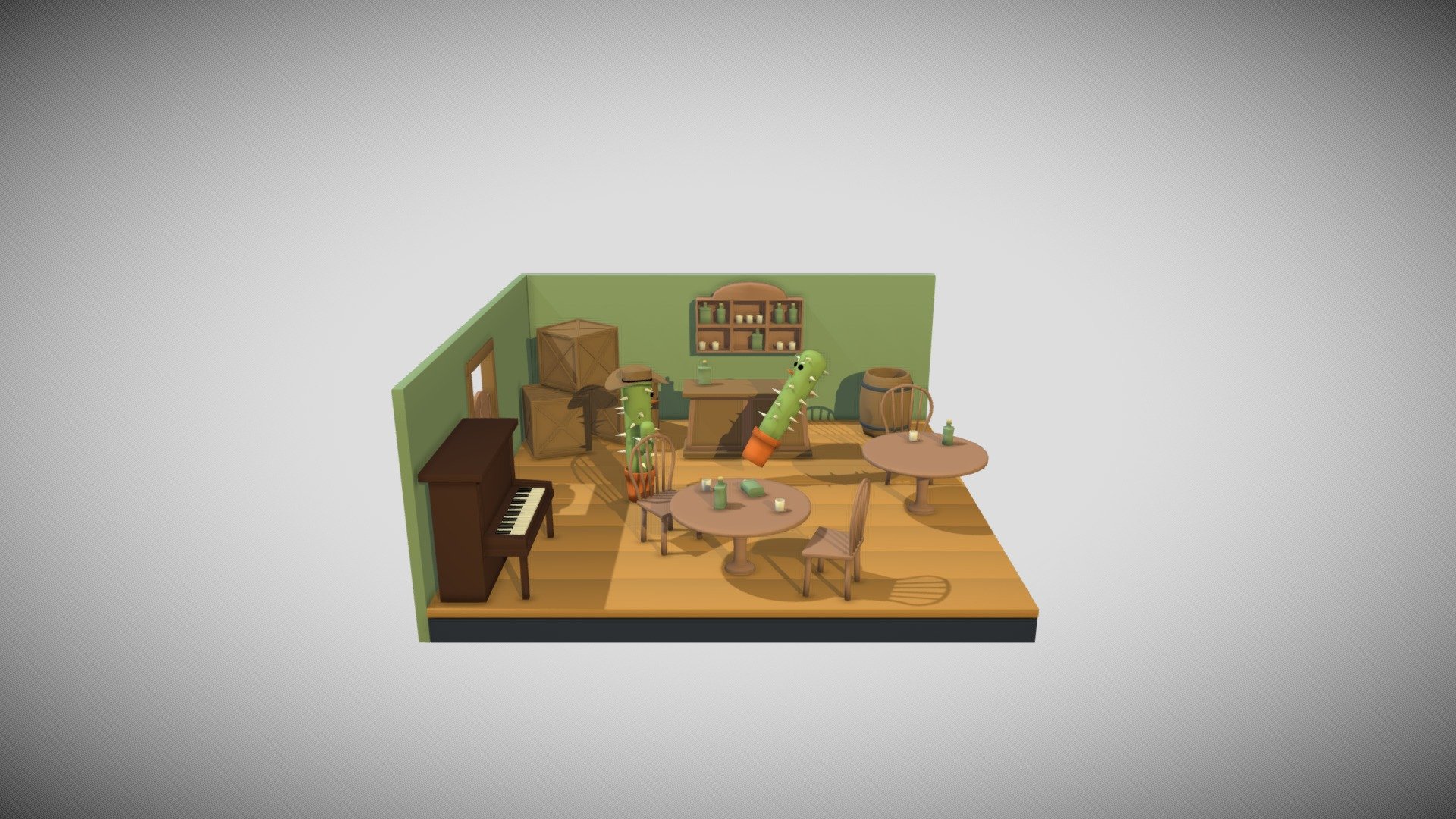 Saloon Scene - 3D model by HappyLasagne [2870ddf] - Sketchfab