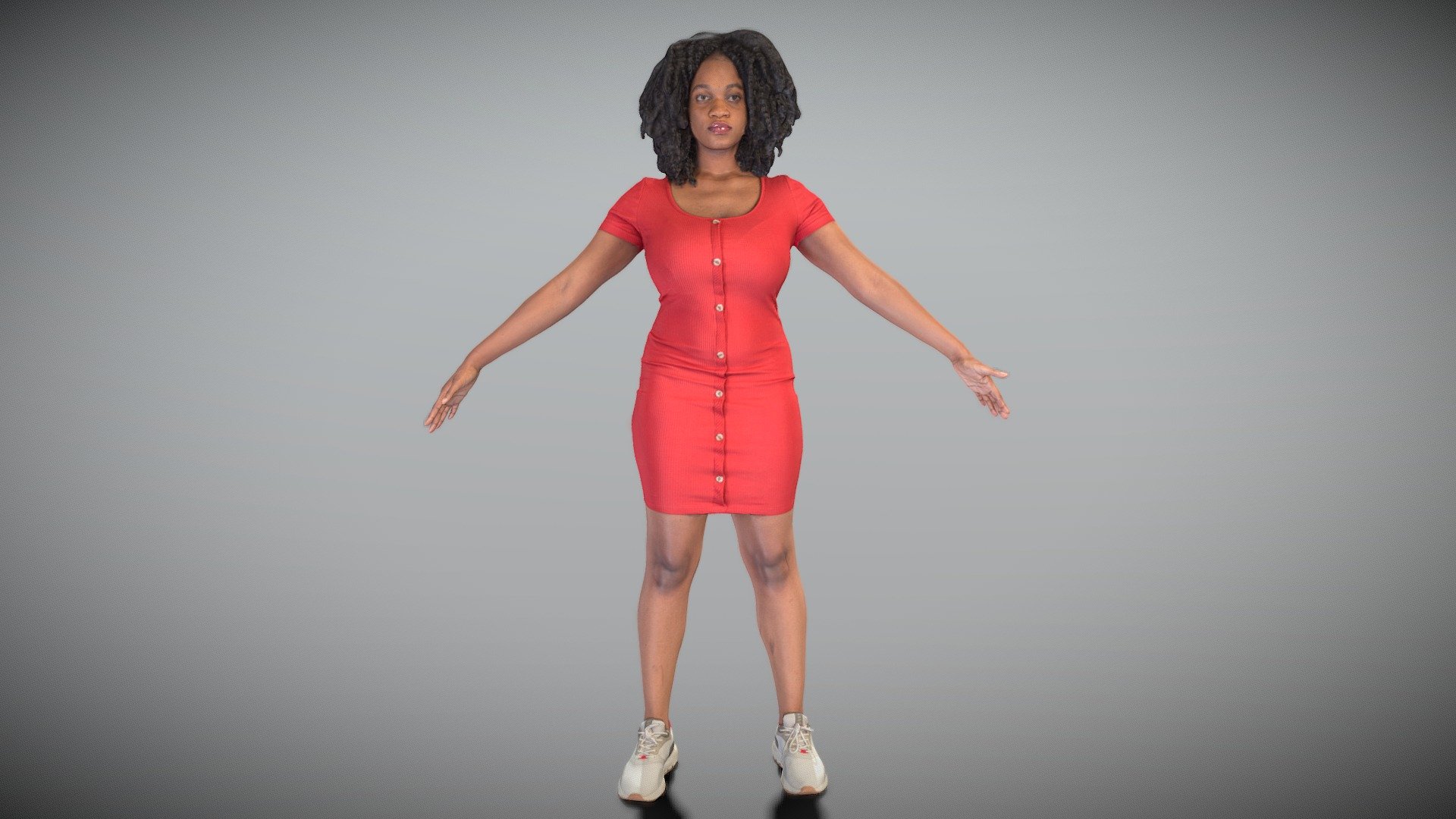 Attractive woman in casual dress in A-pose 229 - Buy Royalty Free 3D ...