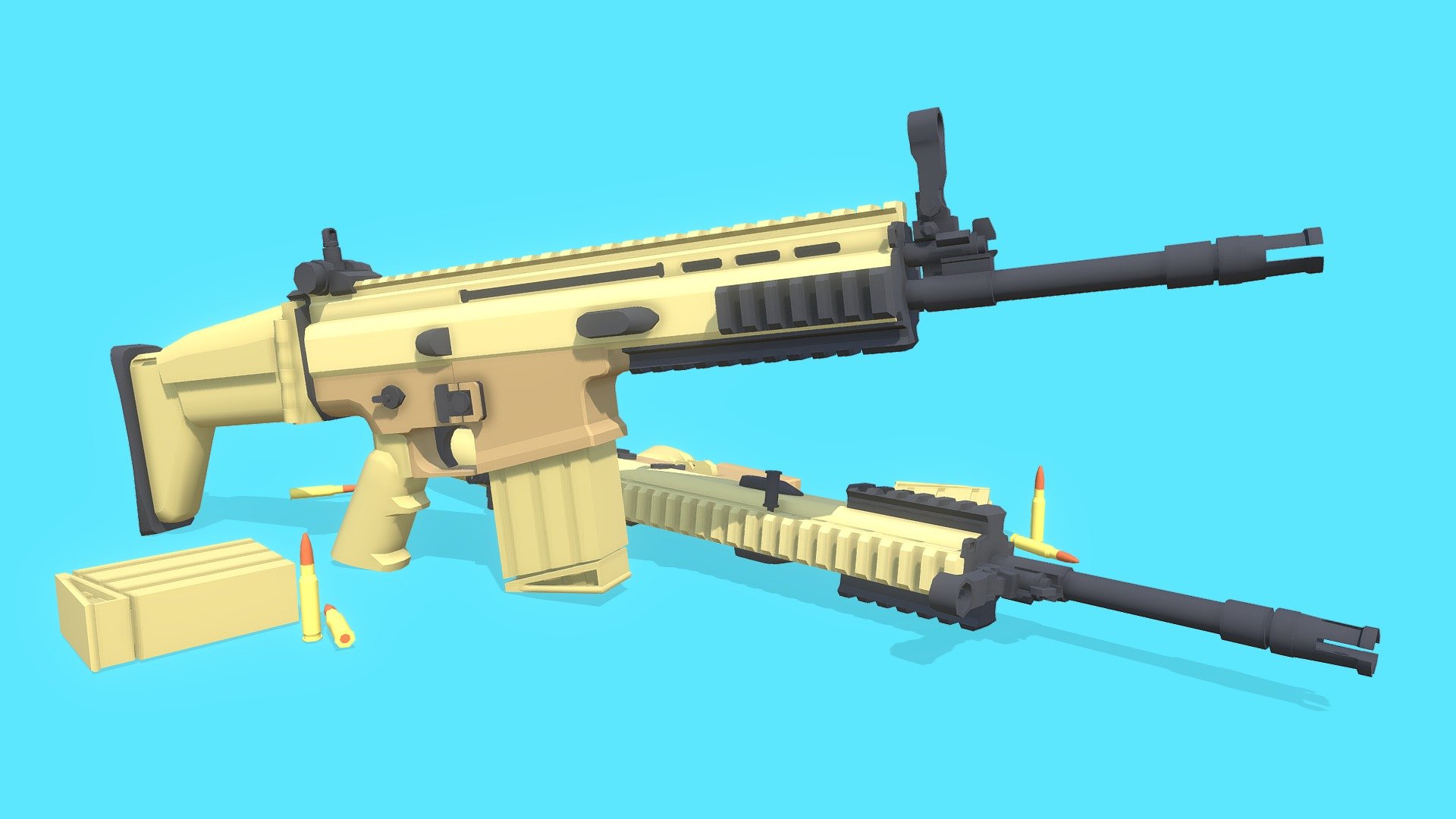 SCAR-H Lowpoly - 3D model by toby98 [2893c94] - Sketchfab