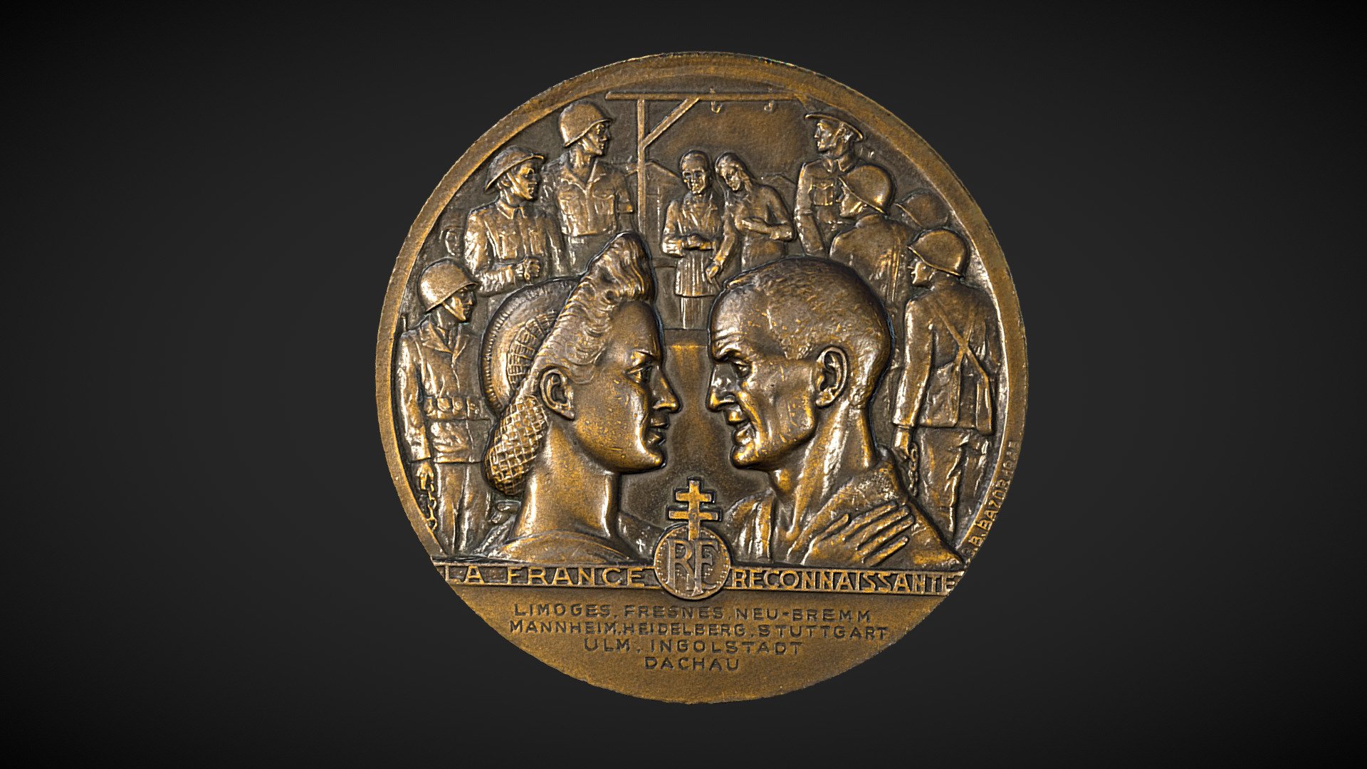 Médaille de déporté politique E. Michelet - Download Free 3D model by Alienor.org, Conseil des ...
