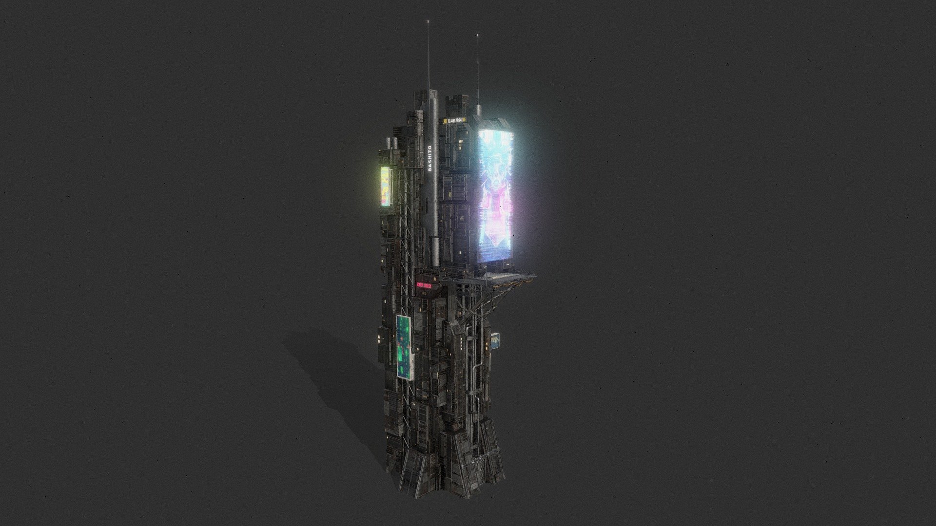 Scifi Cyberpunk Building Vol 3_Dark_002 - 3D model by Zippy (@zhipenlee ...