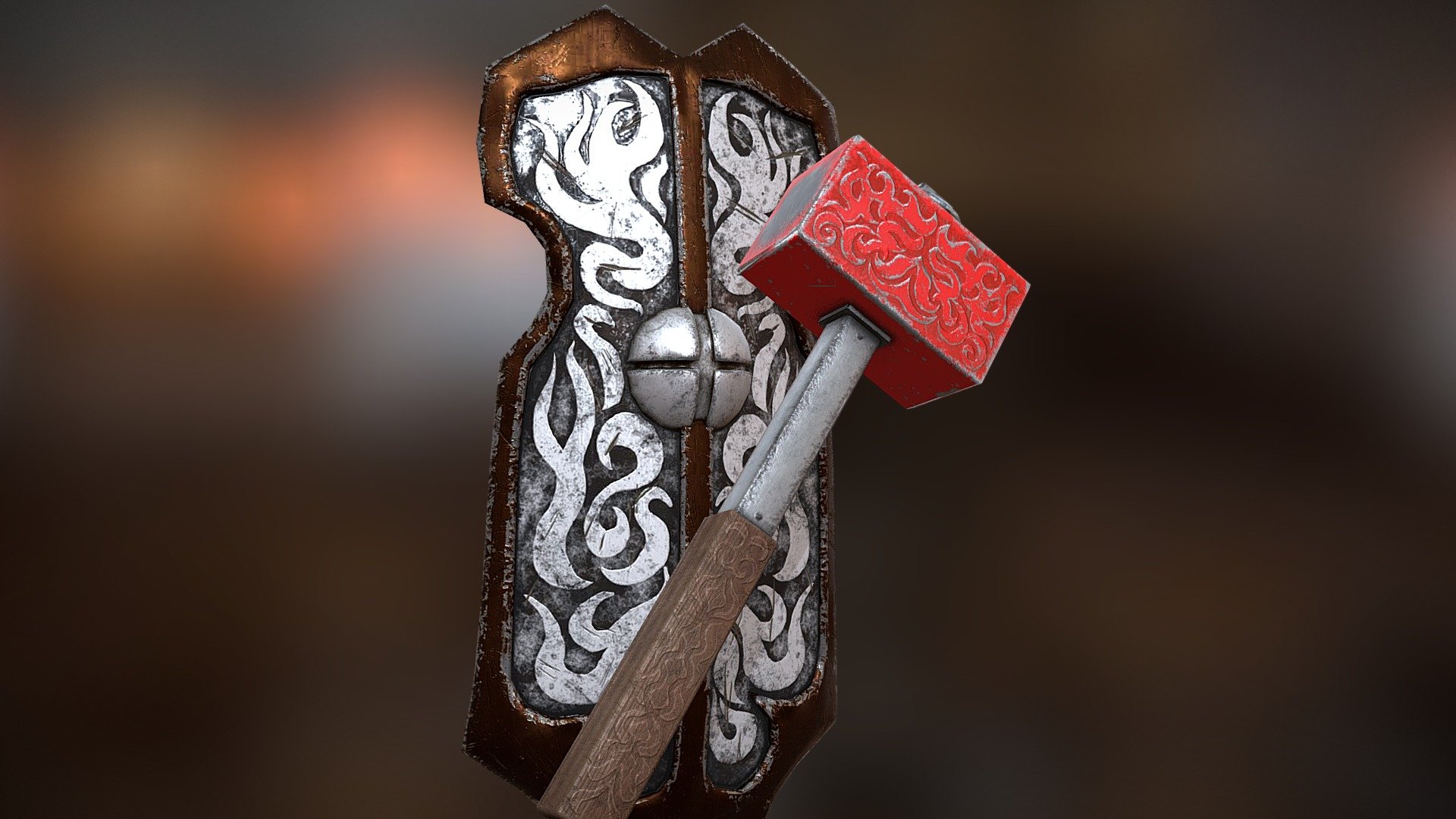 Hammer and Shield - 3D model by TakeMaru (@takeshimaruyama) [28bb34d ...