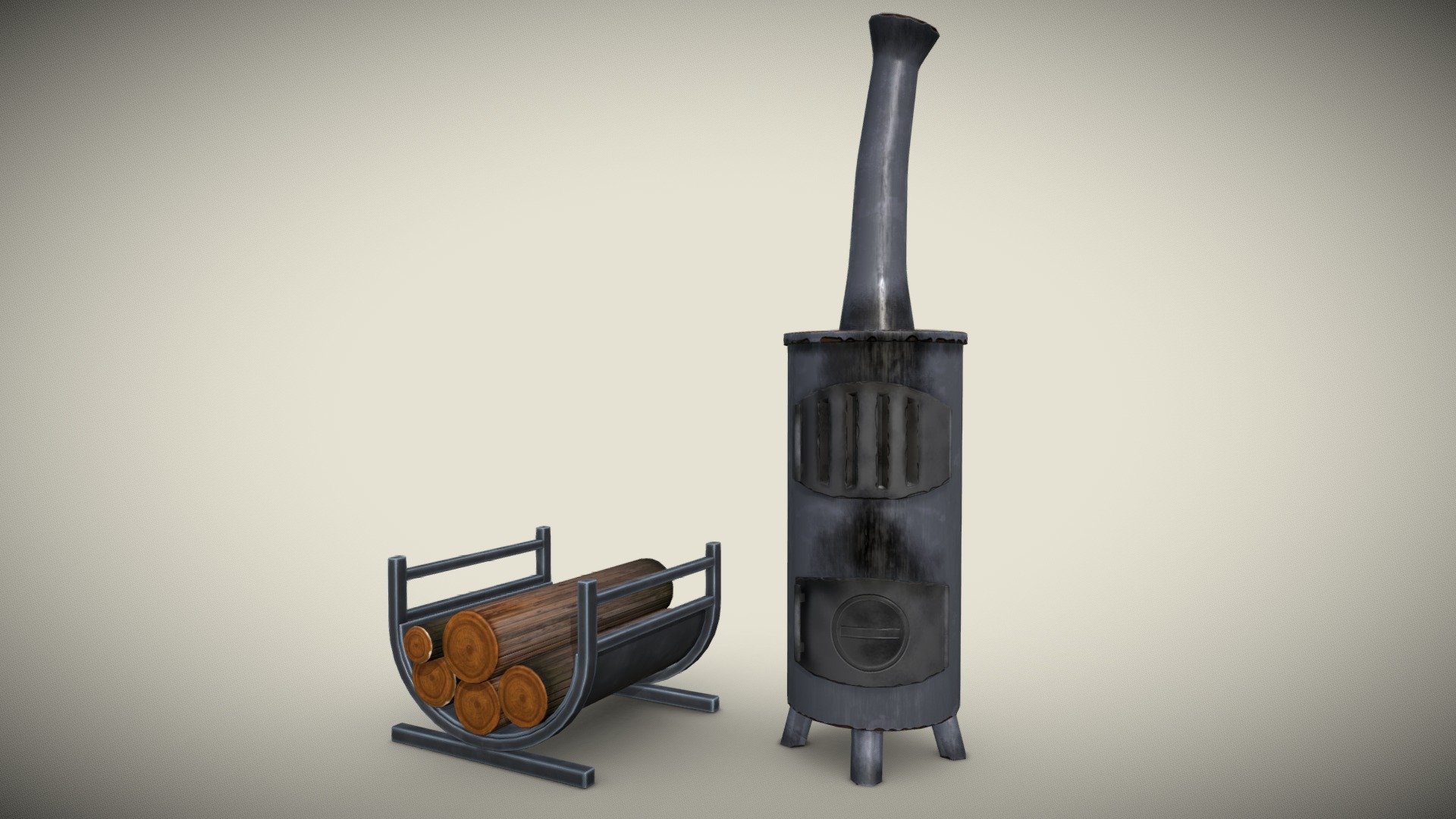 Stylized metal stove with firewood PBR Low-poly - Buy Royalty Free 3D ...