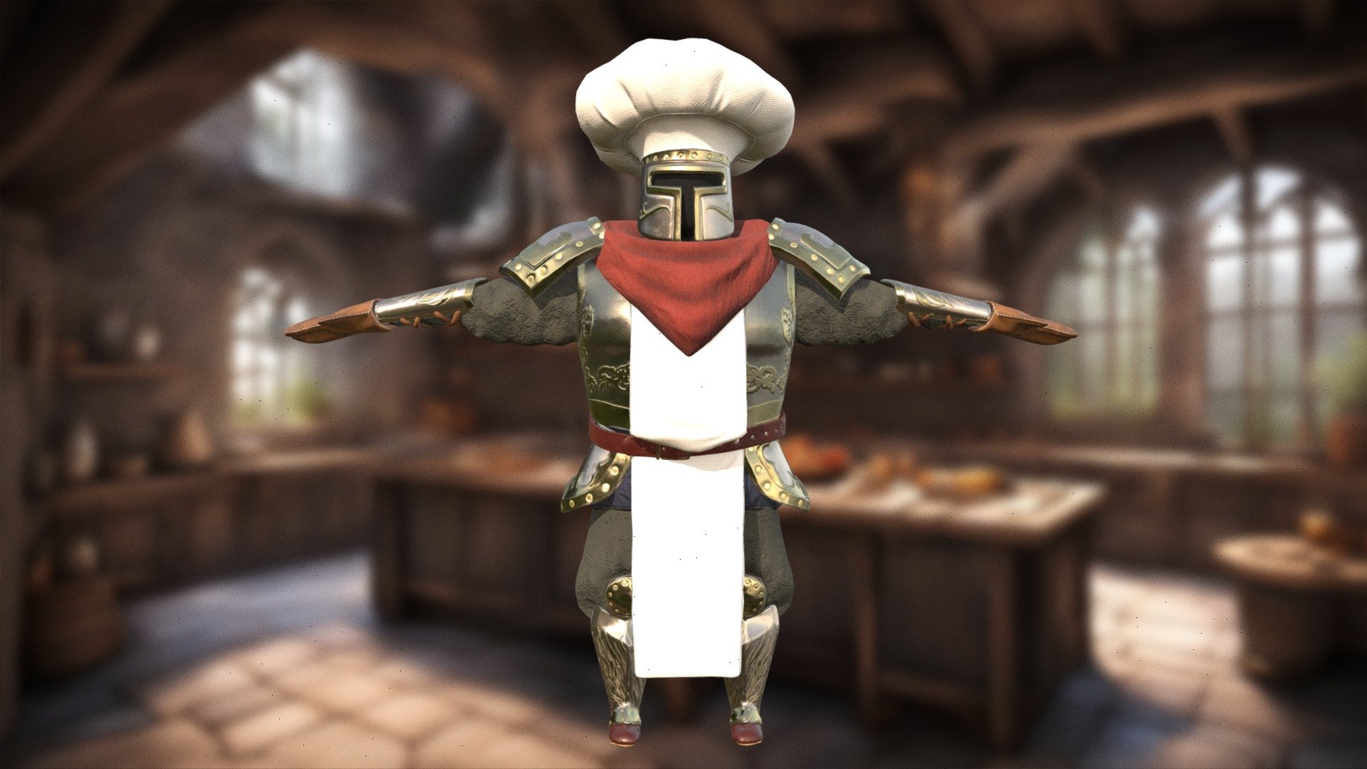 Chef Knight T-pose - 3D model by neemmoo [28c1689] - Sketchfab