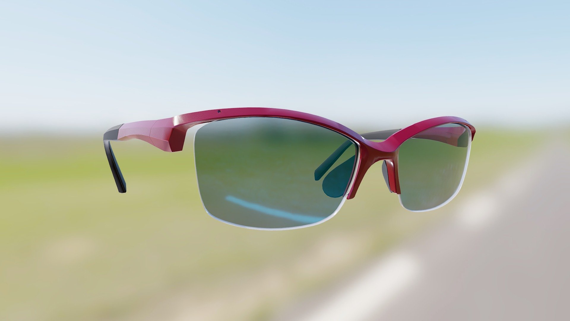 Generic Half-Rim Sports Sunglasses (Red) - 3D model by VirTry Teams ...