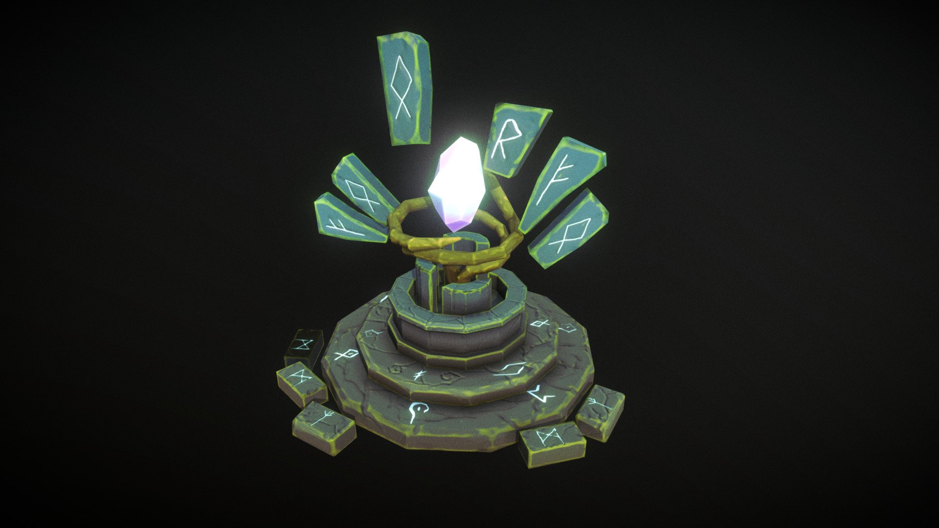 Low poly Abandoned Fountain with Rune Stones - Download Free 3D model ...