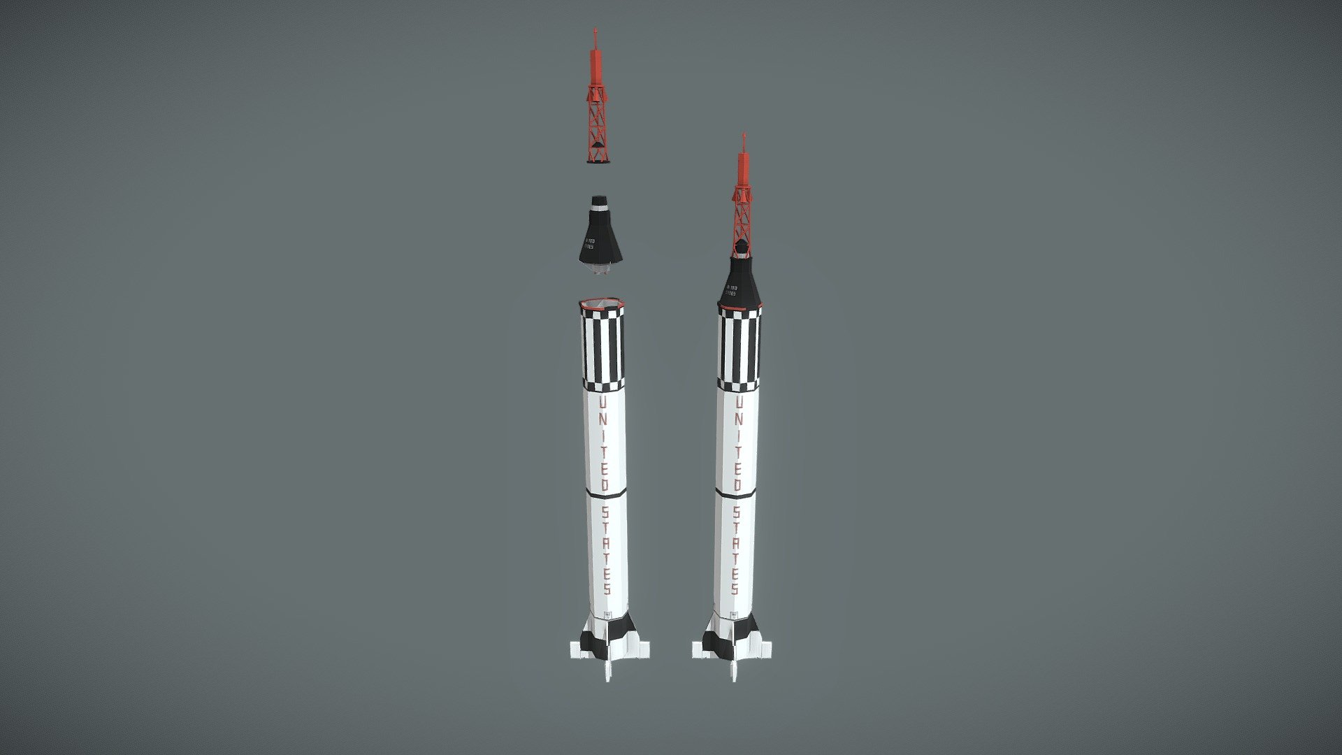Low Poly Mercury Redstone MR-7 - 3D model by LowPolyVerse ...