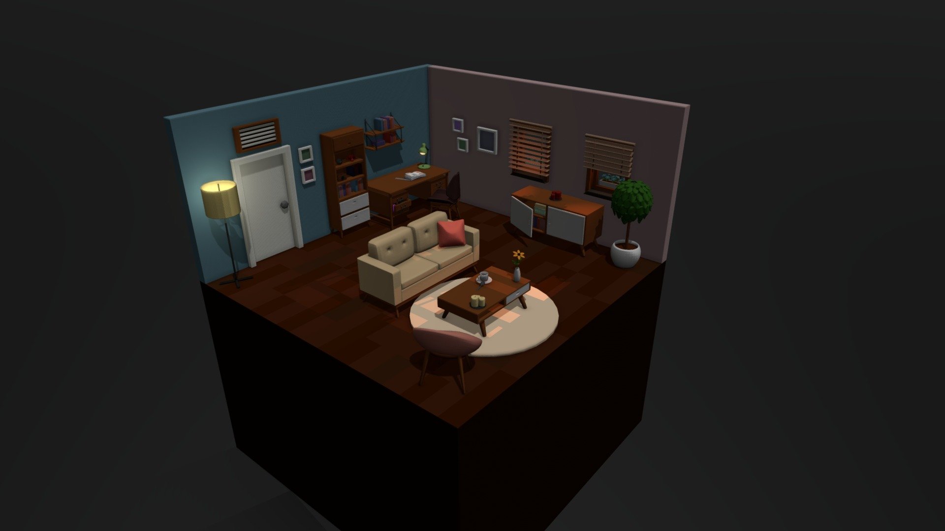 Low Poly Vintage Room - 3D model by Snoopy (@Samantha008) [28eef04 ...