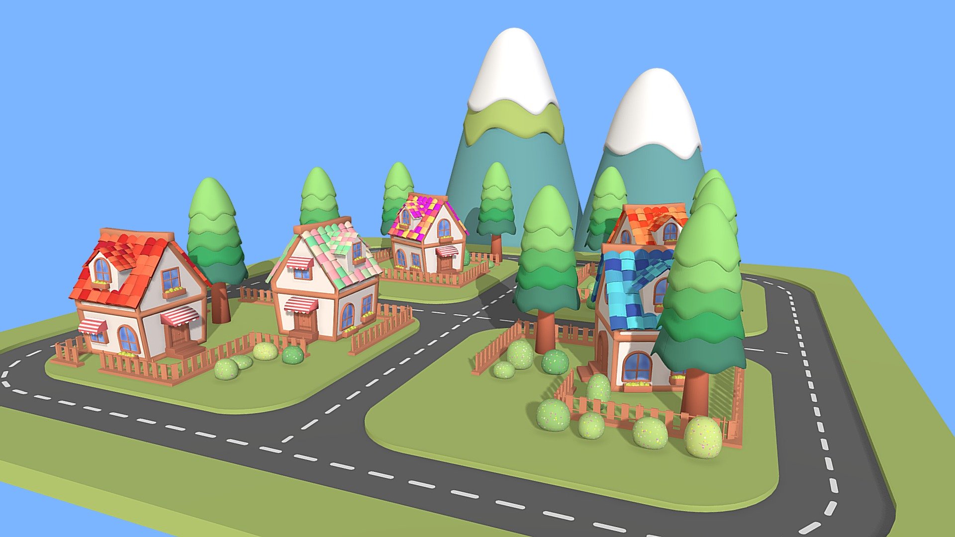 Cute Stylized Village - Buy Royalty Free 3D model by ahingel [28f2d35 ...