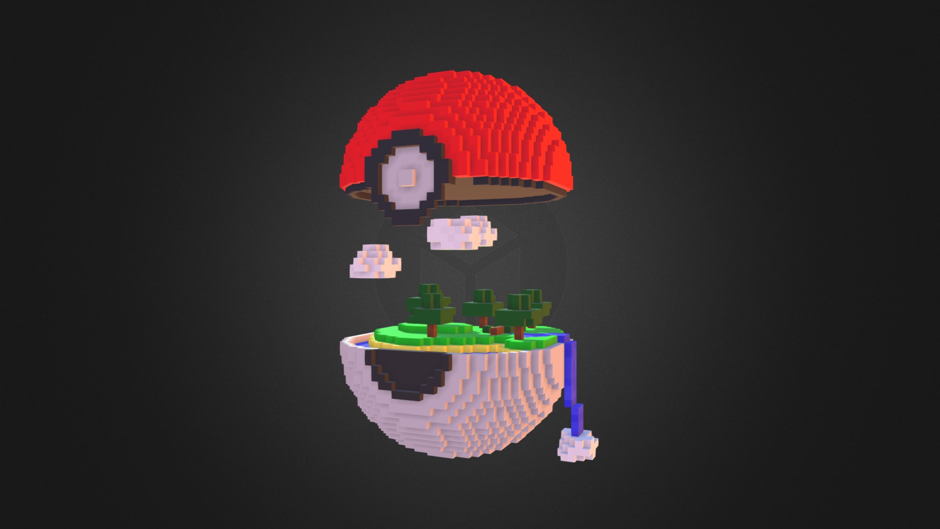 Pokeball voxel - 32 bit - 3D model by LouShunt [28f335f] - Sketchfab