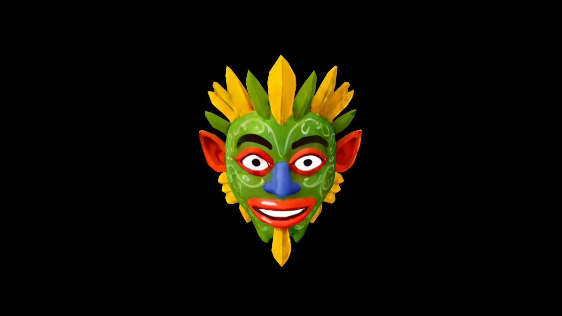 A colorful mask with green, yellow, and blue col - Download Free 3D ...