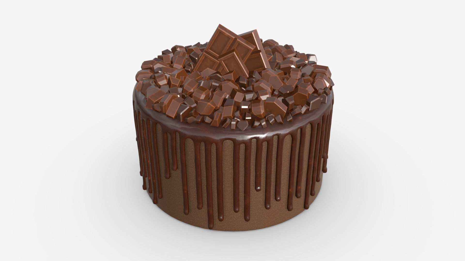 Chocolate Cake Decorated with Chocolate Pieces - Buy Royalty Free 3D model by HQ3DMOD ...