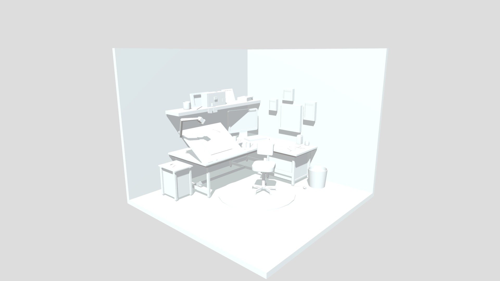 Messy Artist Desk - 3D model by Chloe Garcia (@chloergarcia) [290fda8 ...