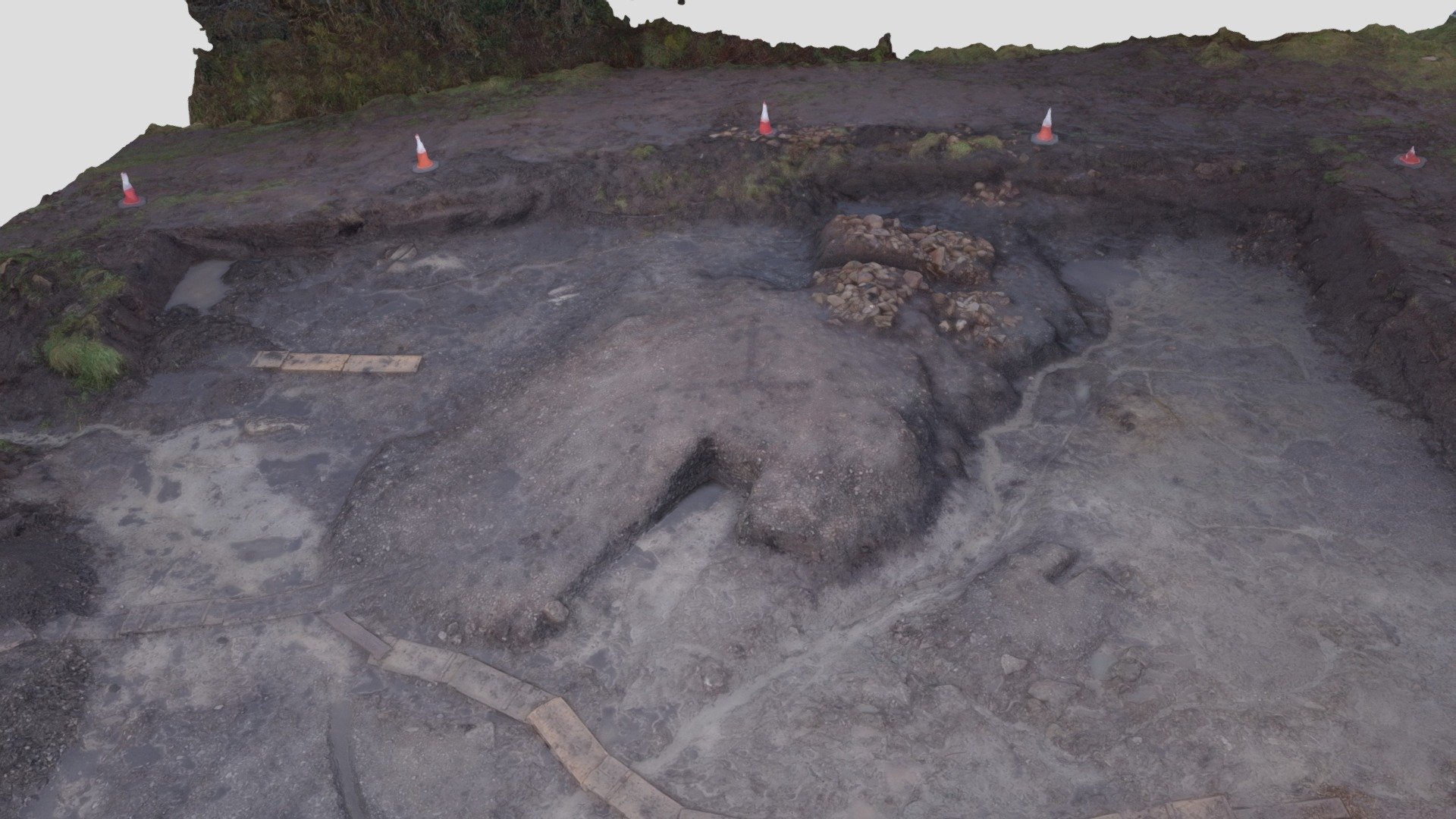 Pollsharvoge 1 - Excavated burnt mound (pre-ex) - 3D model by bruce ...