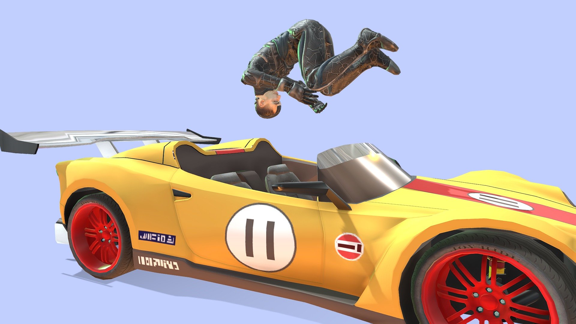 Animated Stunt Man Flips Over Sports Car - Download Free 3D model by ...