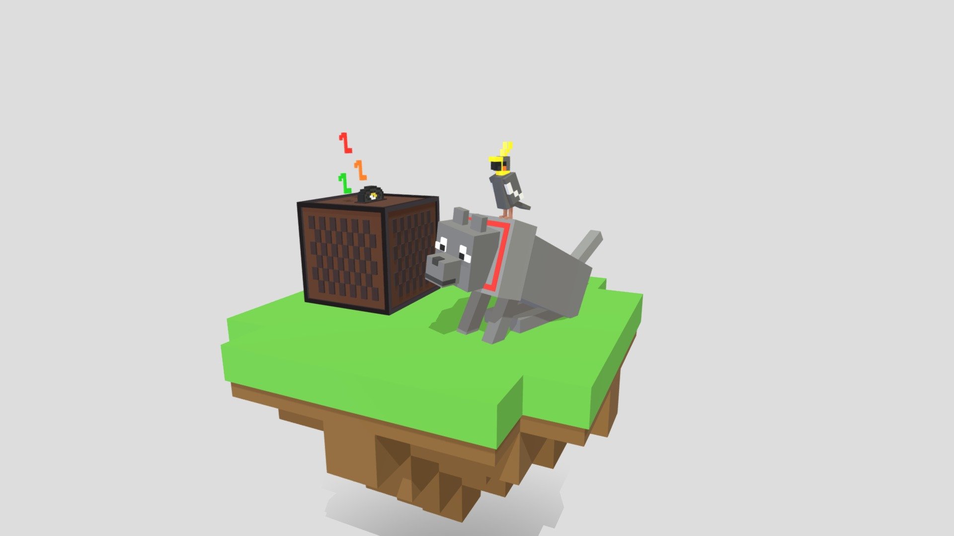 Dog and parrot from the Minecraft - 3D model by wolfy_pirate [29391c7 ...