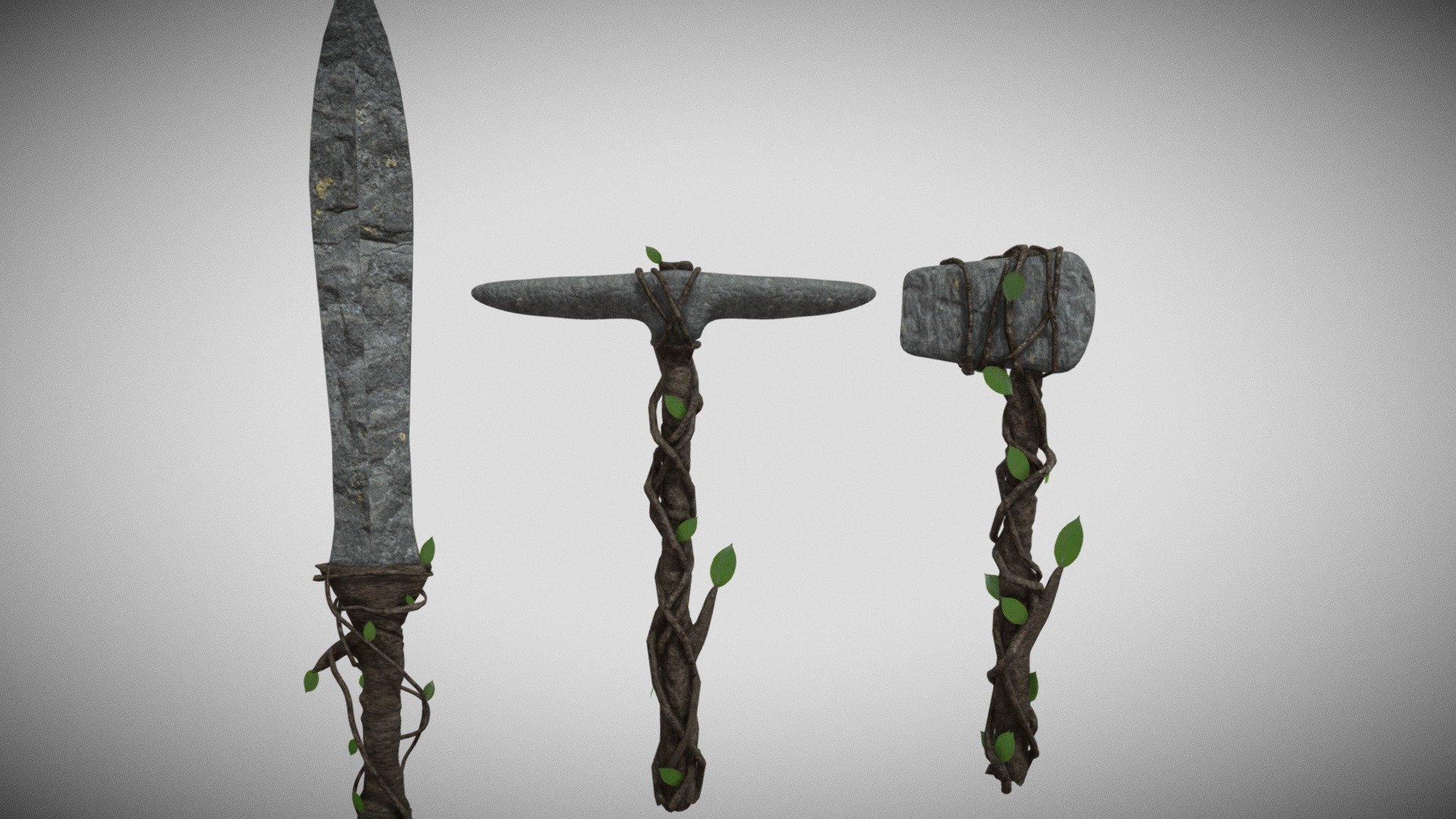 stone pickaxe, ax and sword - 3D model by Hade-s3d [293ea81] - Sketchfab