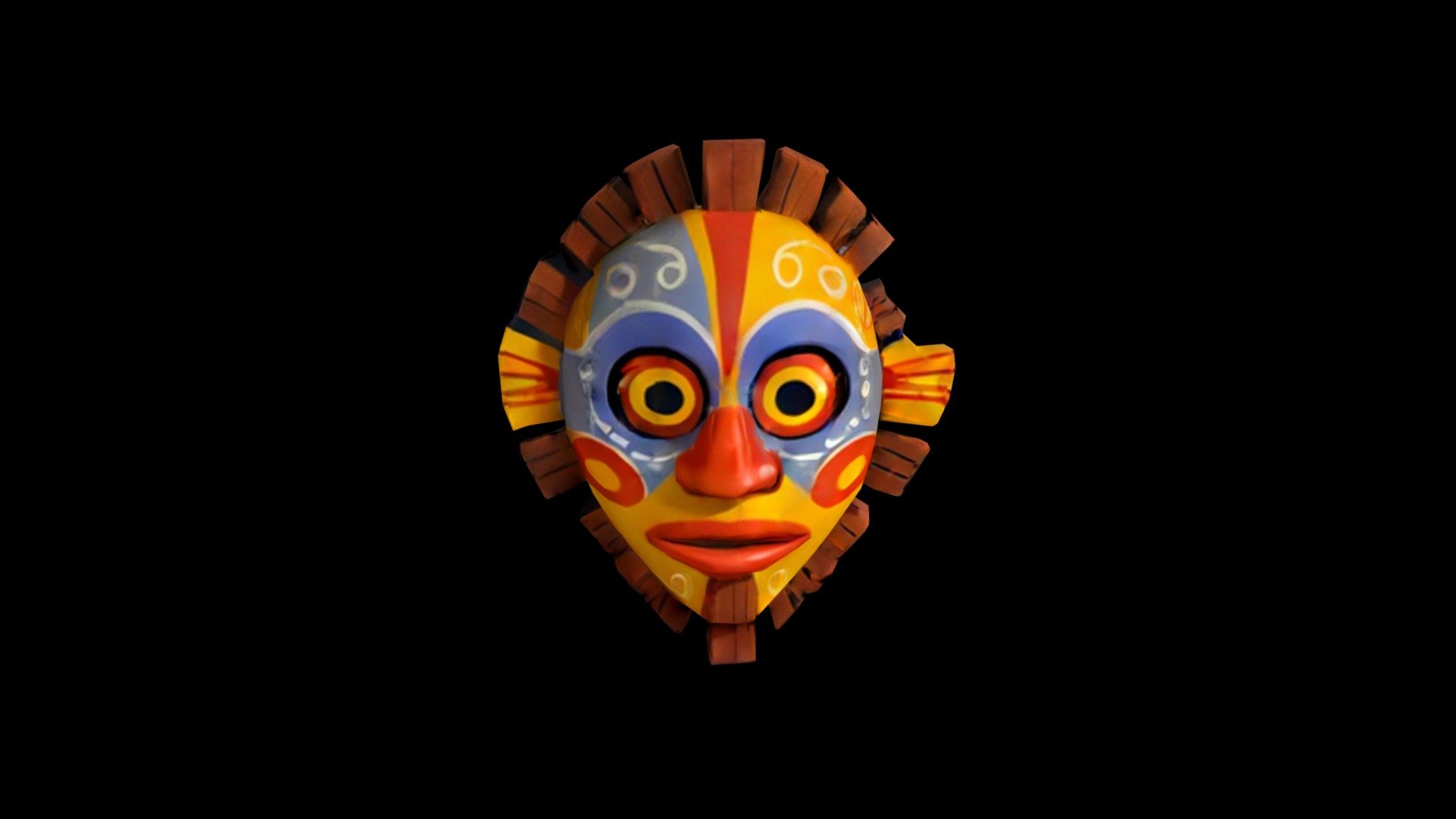 A colorful mask with yellow, blue, and red hues, - Download Free 3D ...