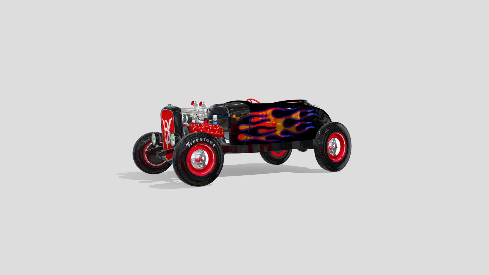 1928 FORD MODEL-A ROADSTER HOTROD Black flames - 3D model by ktktktktkt ...
