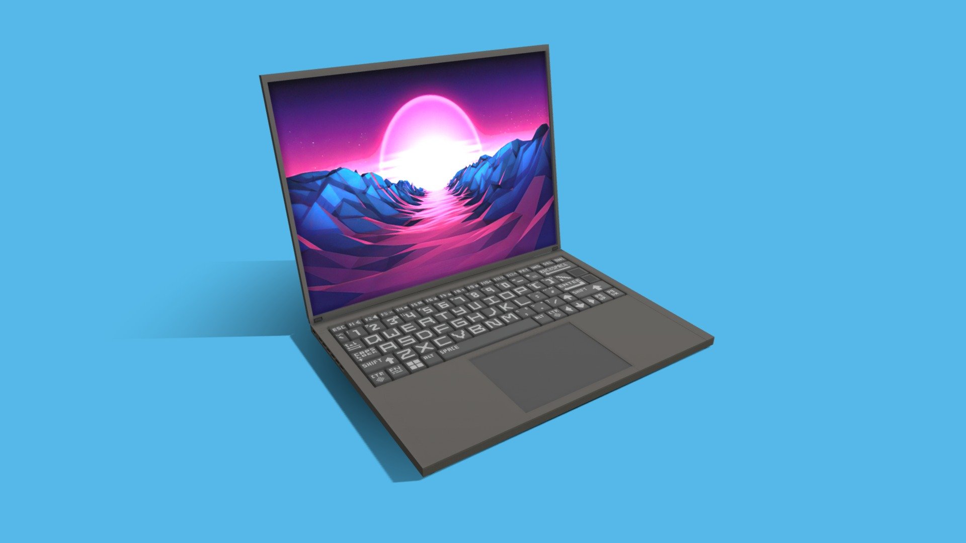 Slim Laptop animatable clean low poly model - Download Free 3D model by ...